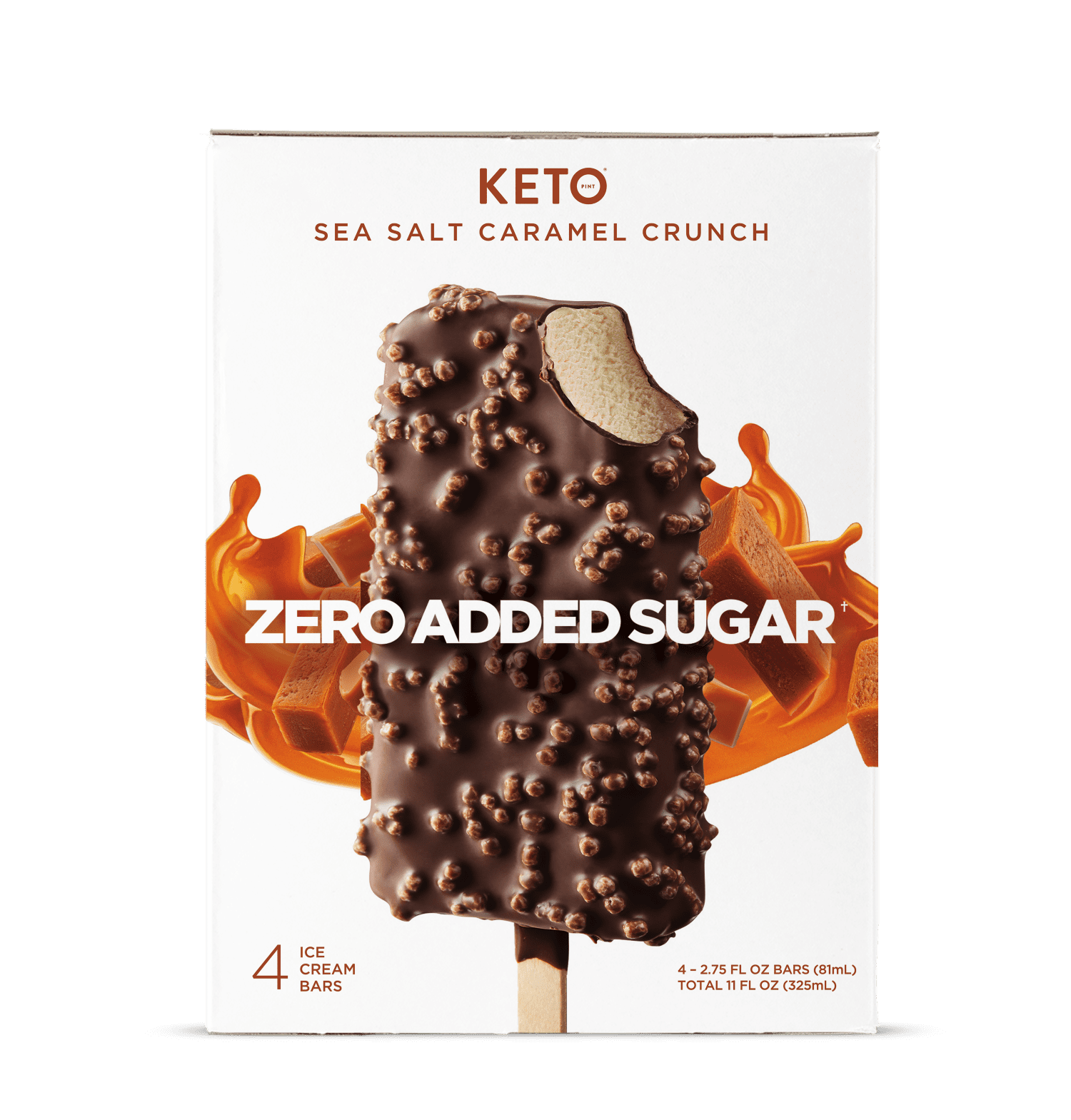Keto Pint Sea Salt Caramel Crunch Ice Cream Bar, Zero Added Sugar, 4 ...
