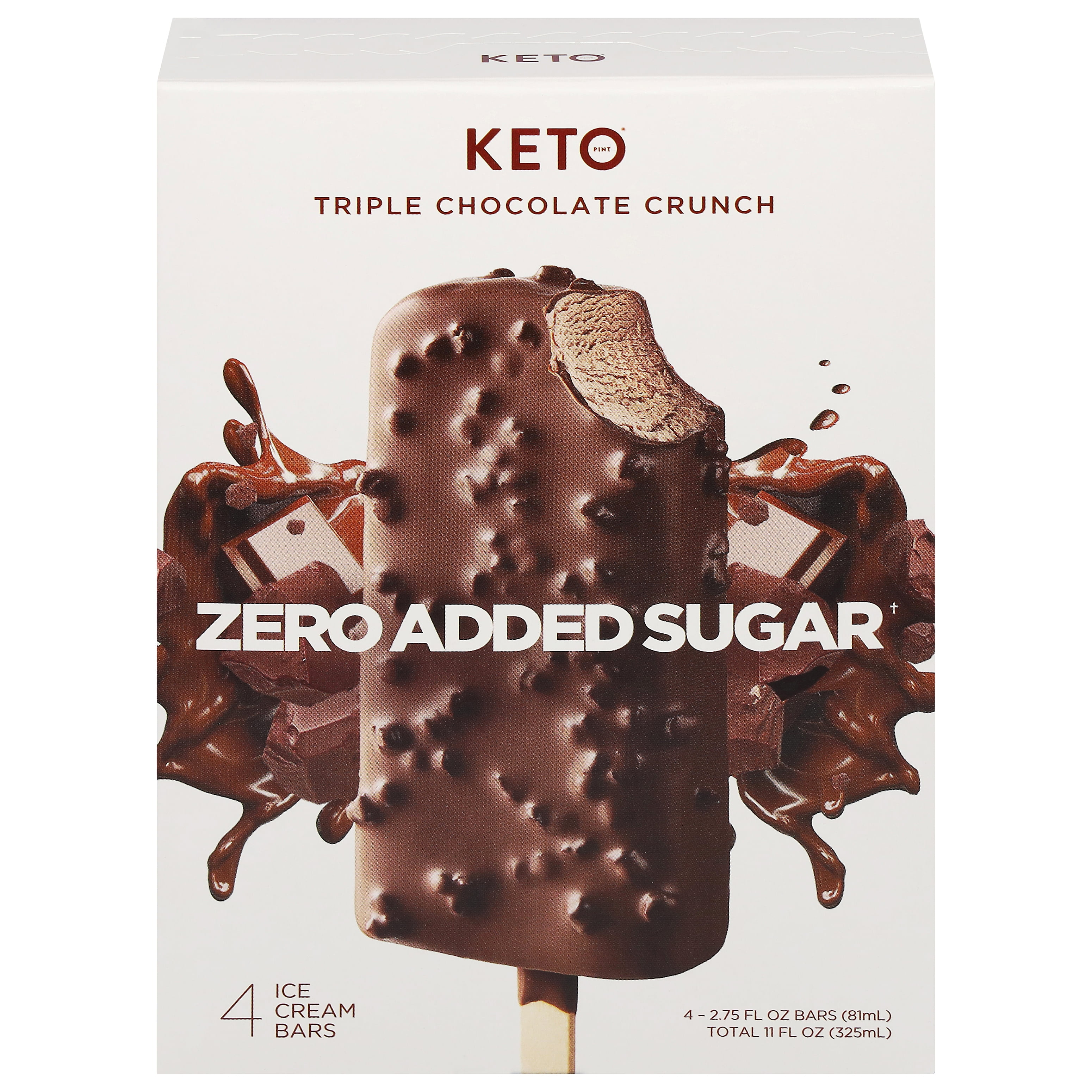 Keto Pint Triple Chocolate Crunch Ice Cream Bars, No Added Sugar, 2.75 ...
