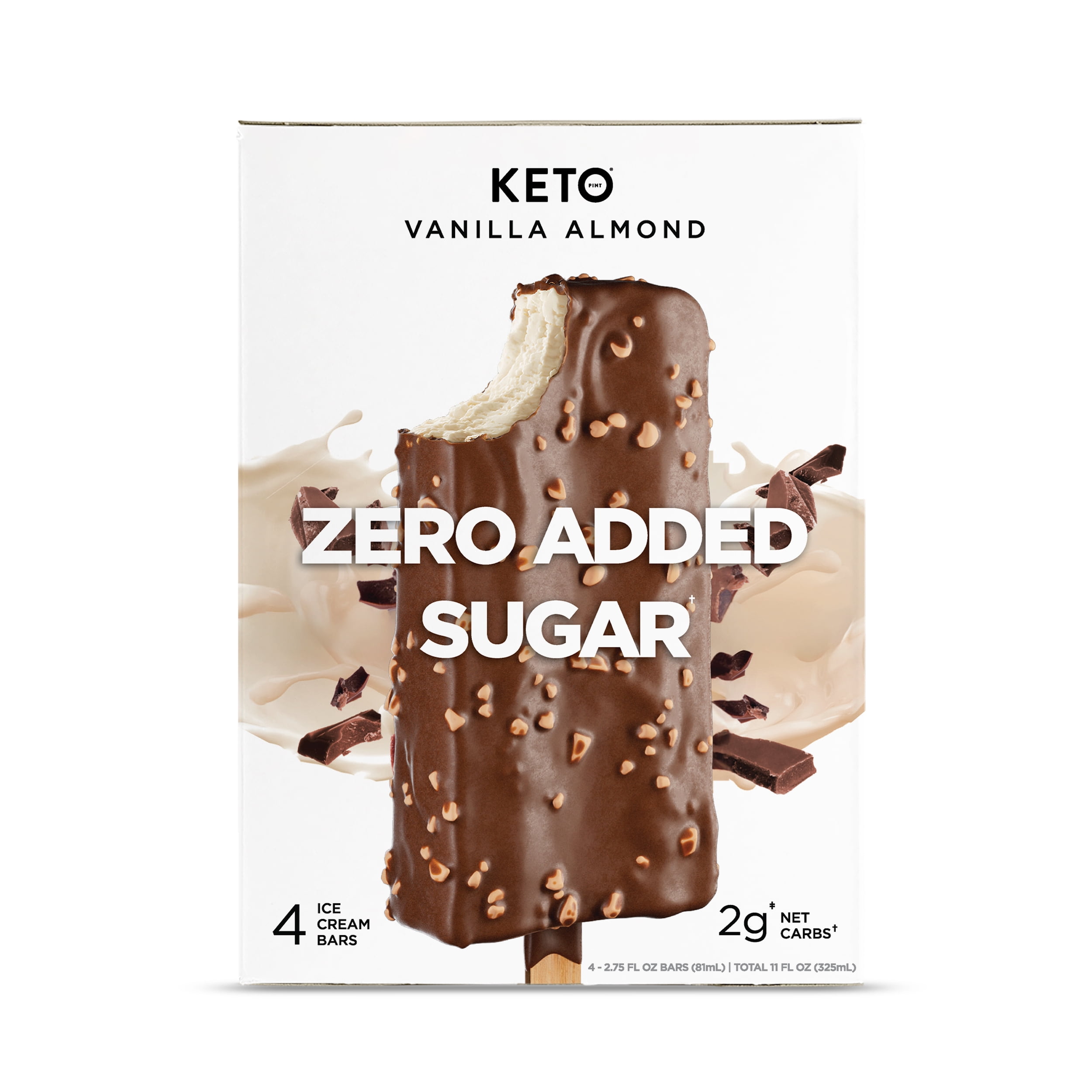 Keto Pint Vanilla Almond Ice Cream Bars, No Added Sugar, 2.75 fl oz, 4 ...