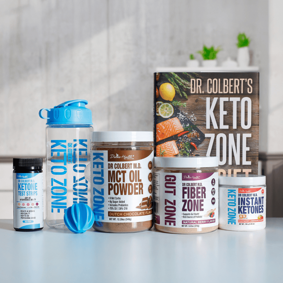 Divine Health Keto Zone Starter Pack, MCT Oil Powder, PH Strips, Fiber ...