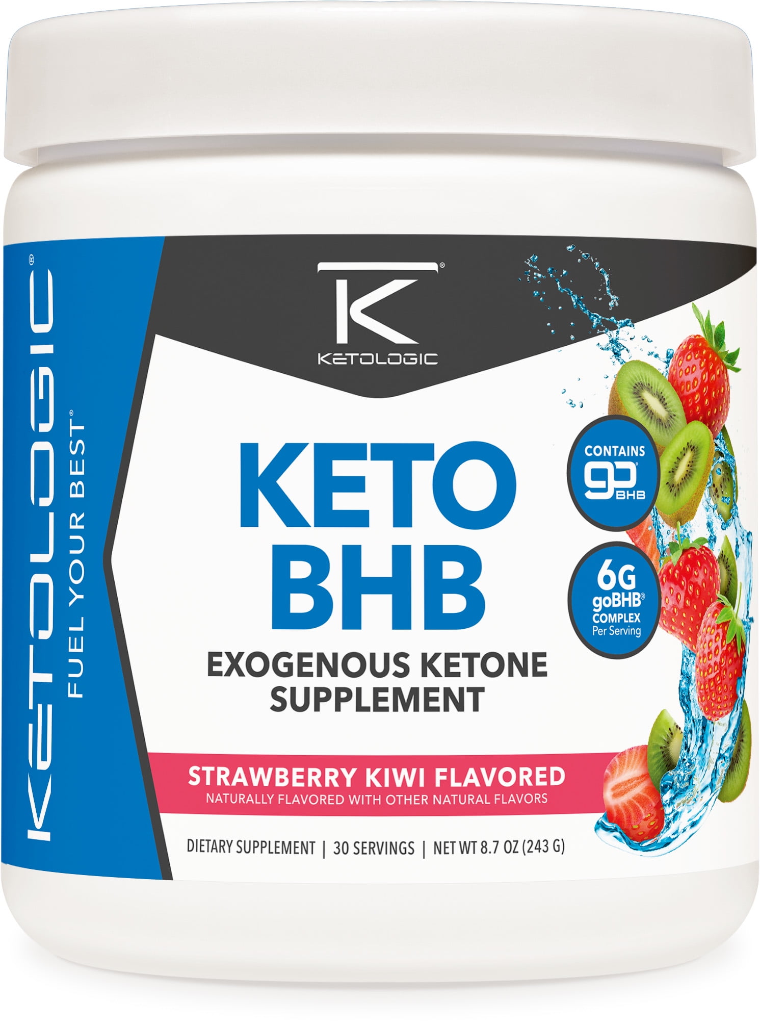 KetoLogic Keto BHB Powder, Strawberry Kiwi Flavor, 30 Servings, Ketosis ...