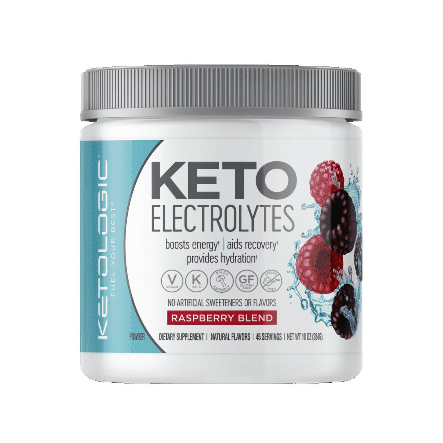 KetoLogic Keto Electrolyte Sugar Free Powder: Raspberry | 45 Serve ...