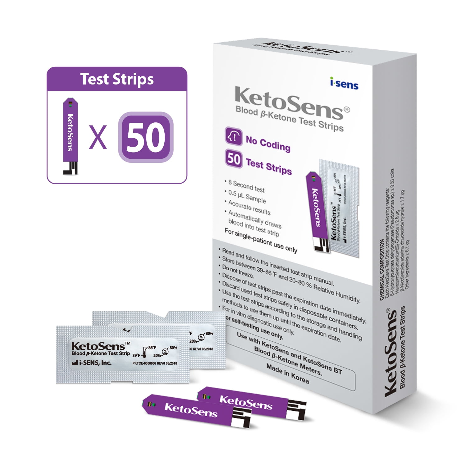 KetoSens Precision Ketone Checking Sticks, 50 Count for Keto Diet and ...