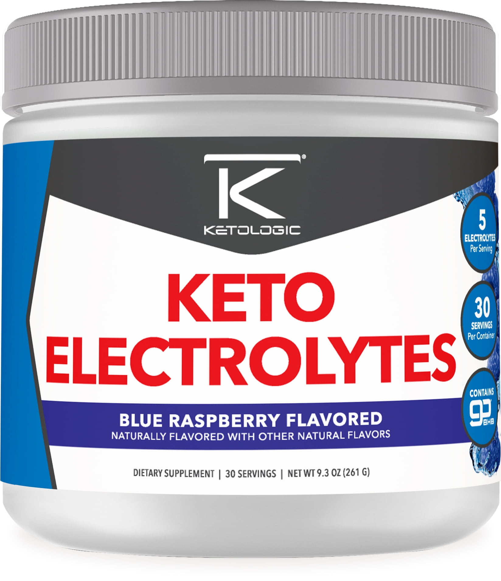 Ketologic Keto Electrolyte Powder (Blue Raspberry) 30 Servings - Sugar ...