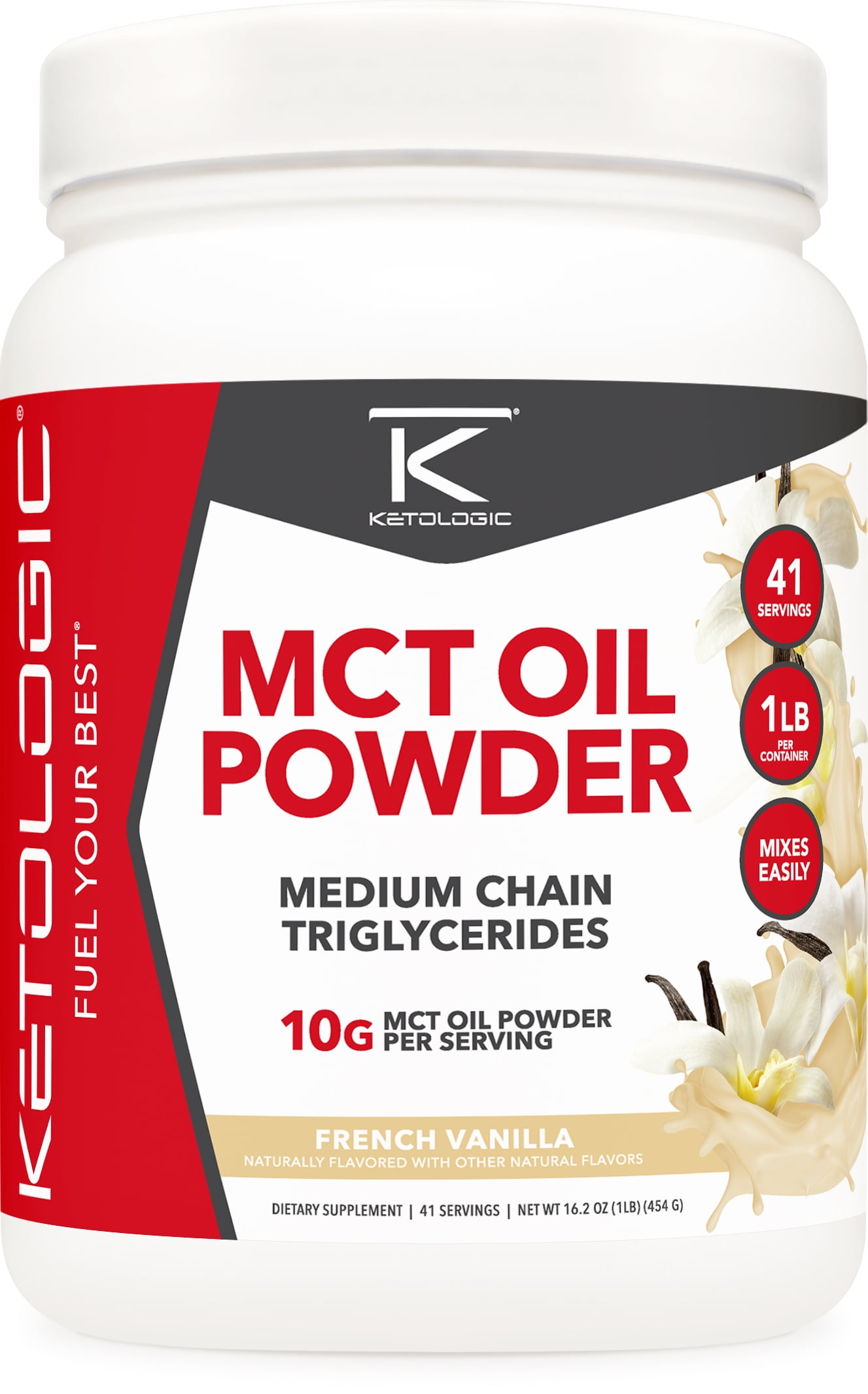 Ketologic MCT Oil Powder (1 LB) (French Vanilla) (41 Servings) - Medium ...