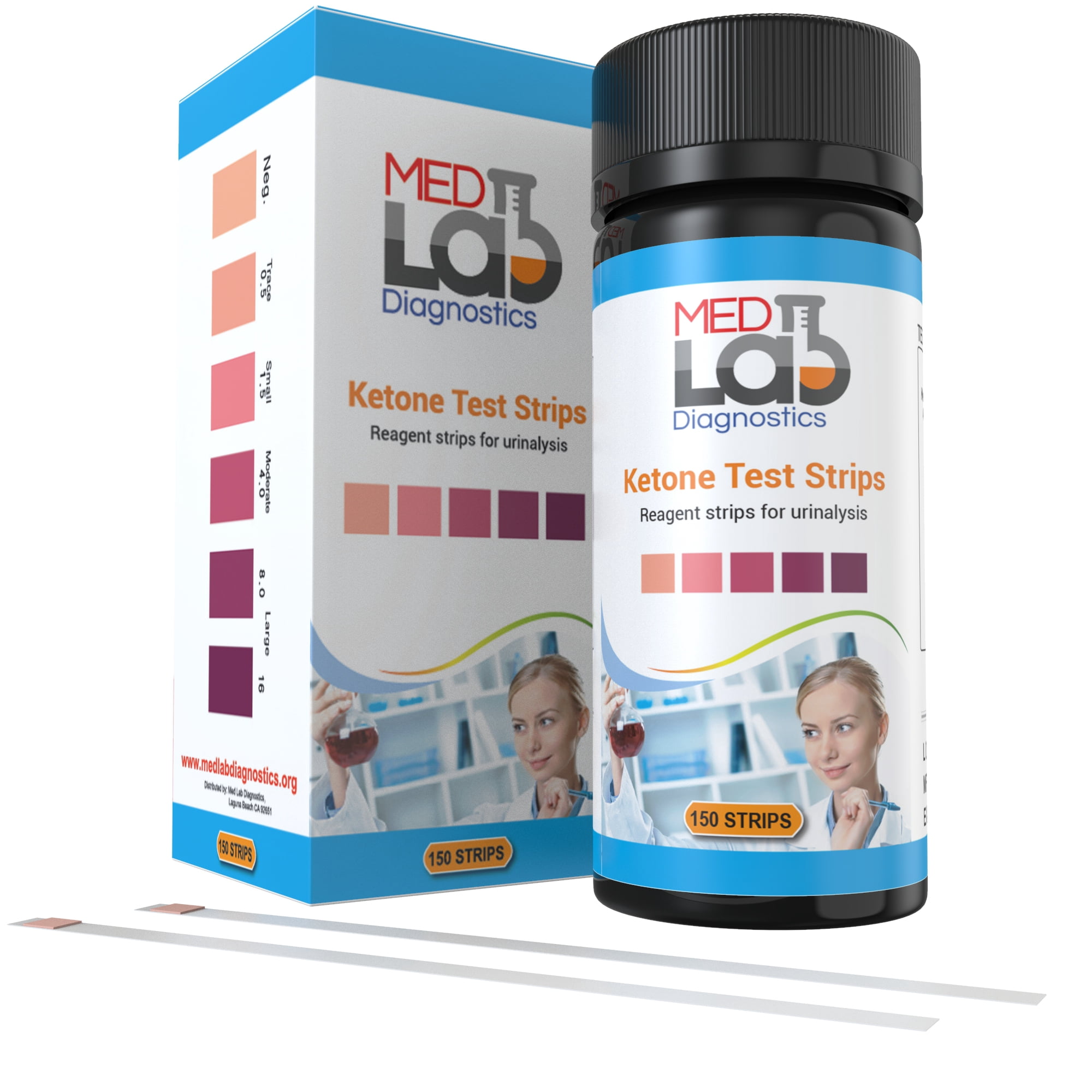 Med Lab Diagnostics Ketone Test Strips 150 Ct for Urine Ketosis ...