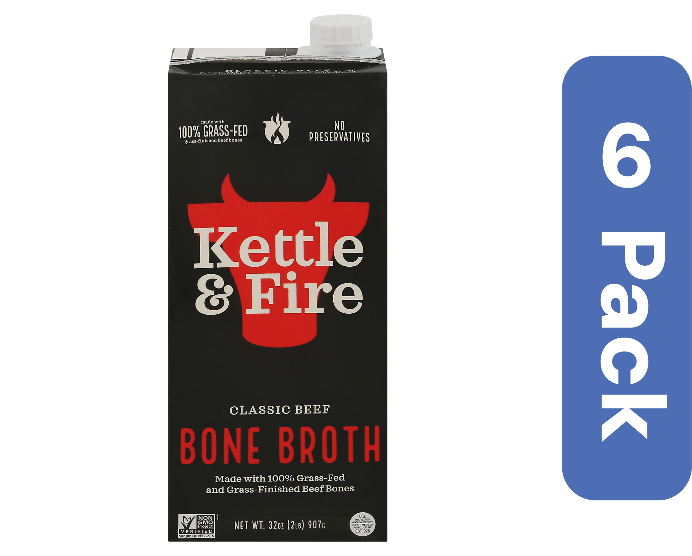 Kettle And Fire Beef Bone Broth 32 oz (Pack Of 6) - Walmart.com