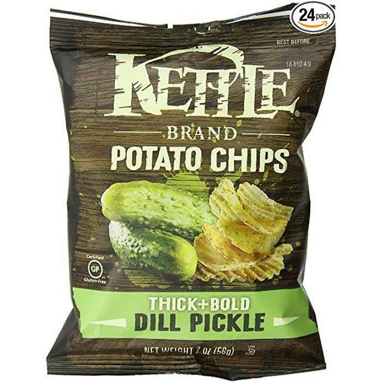 Kettle Foods Dill Pickle Chips Thick & Bold, 2 Ounces, 24 Per Case ...