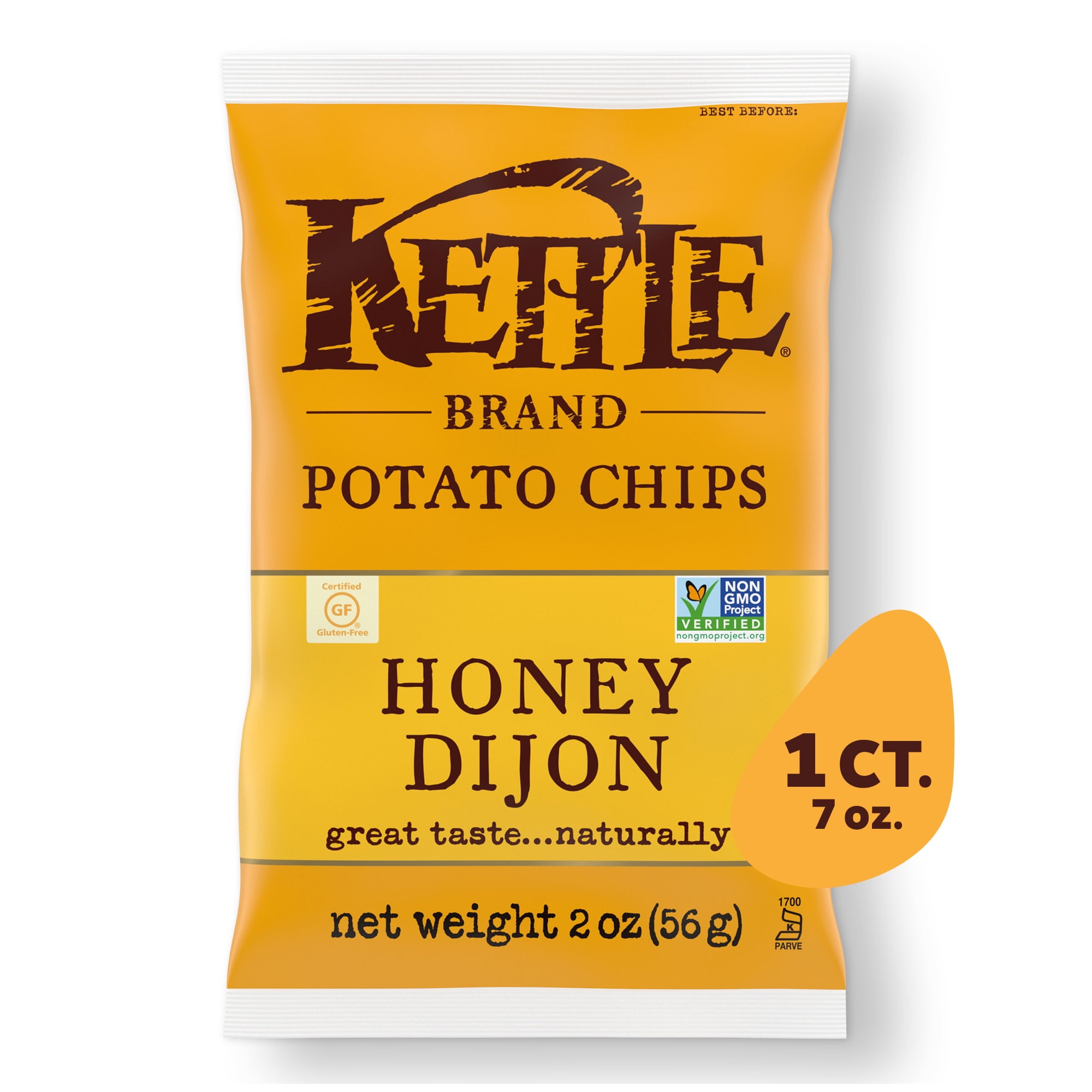 Kettle Brand Small Batch Cooked Honey Dijon Potato Chips, 2 oz Snack ...