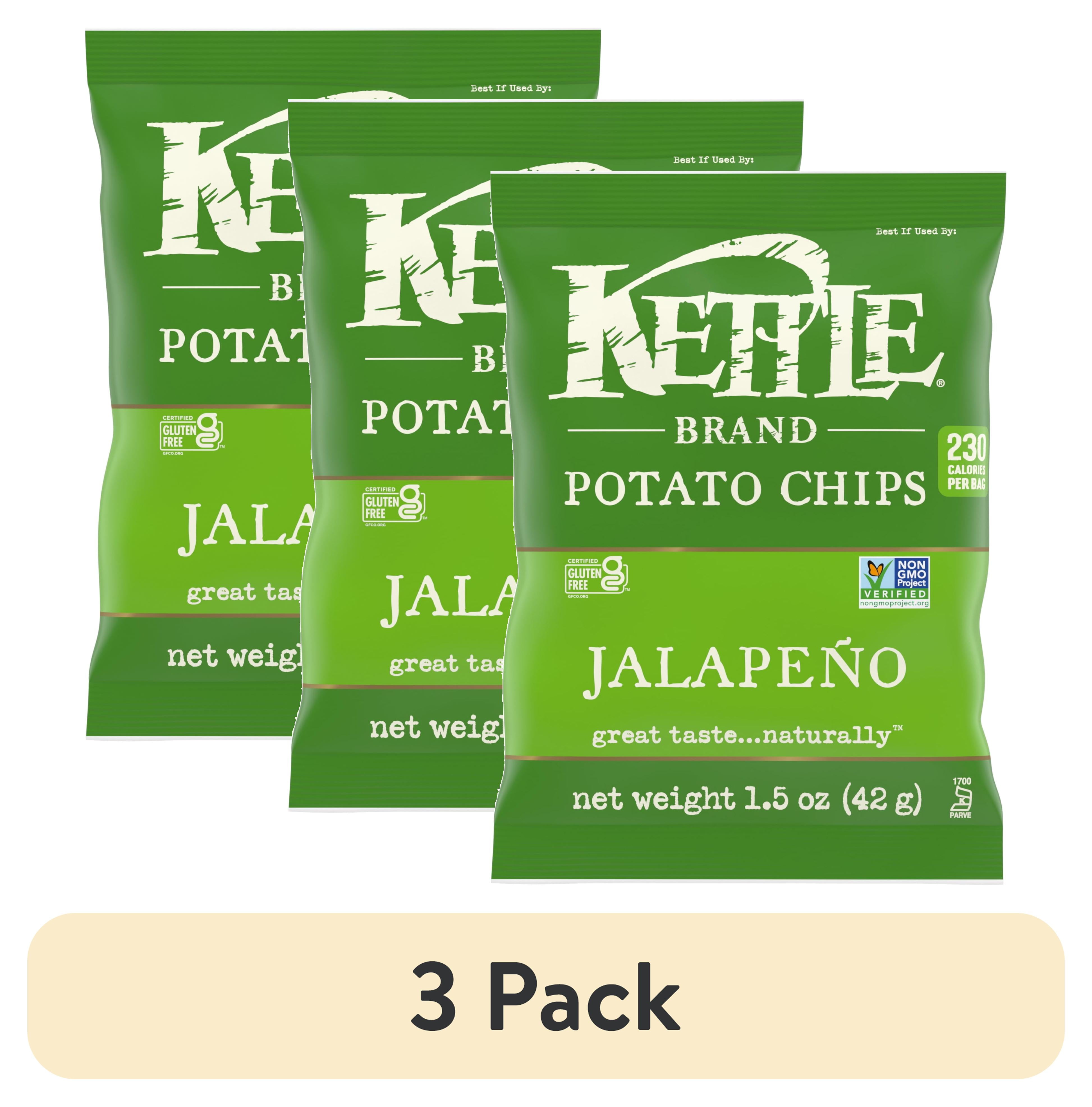 (3 pack) Kettle Brand Potato Chips, Jalapeno Kettle Chips, Snack Bag, 1 ...