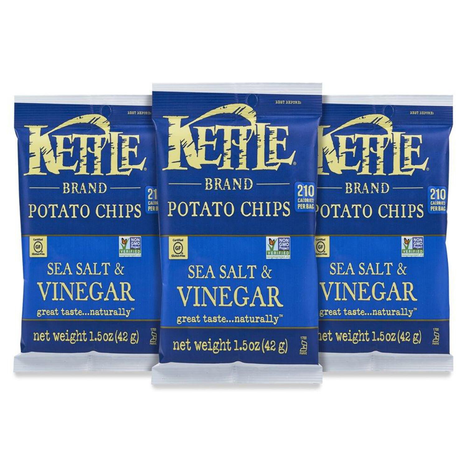 Kettle Brand Potato Chips, Sea Salt and Vinegar, Single-Serve 1.5 Oz ...