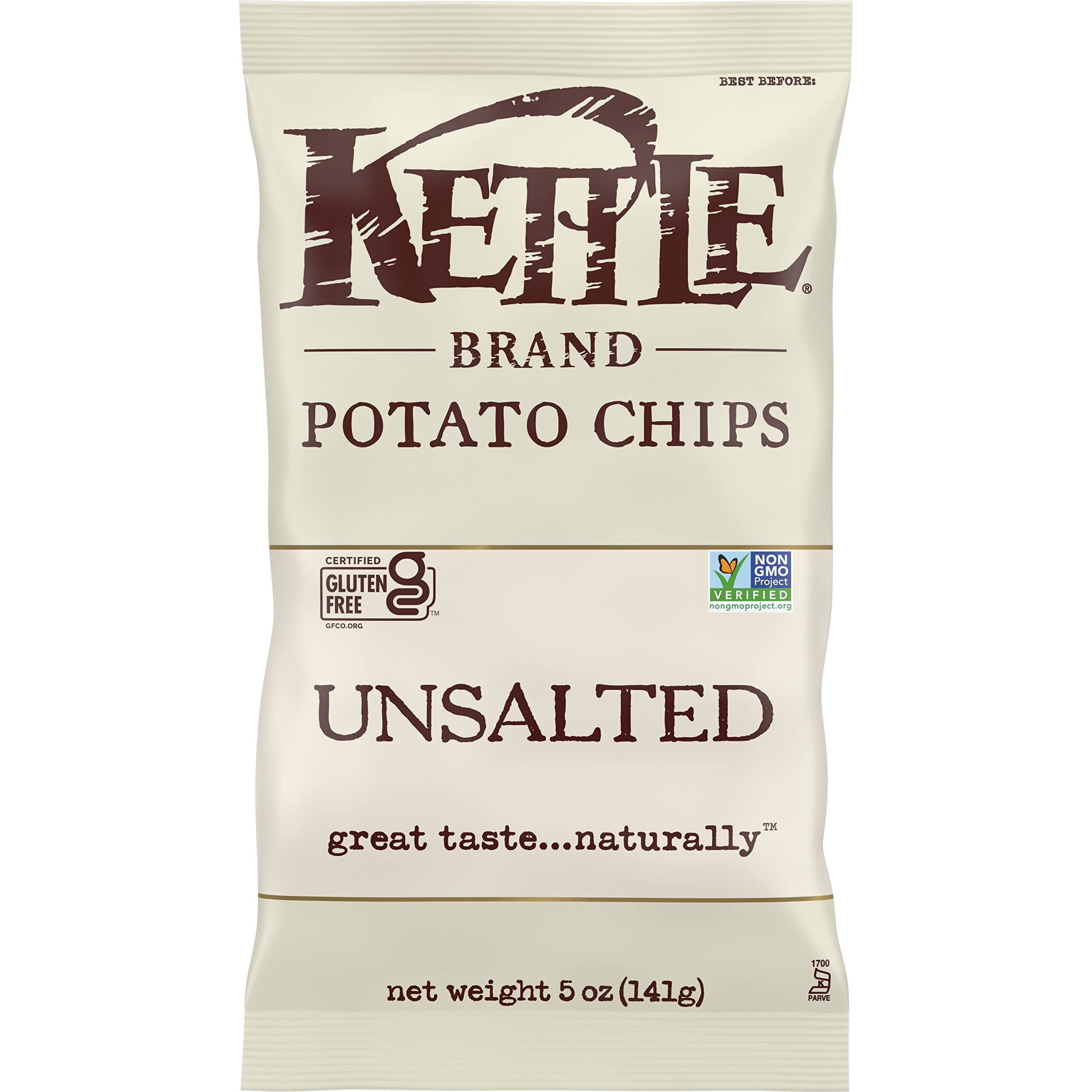 Kettle Brand Potato Chips, Unsalted Kettle Chips, 5 Oz (Pack of 15 ...
