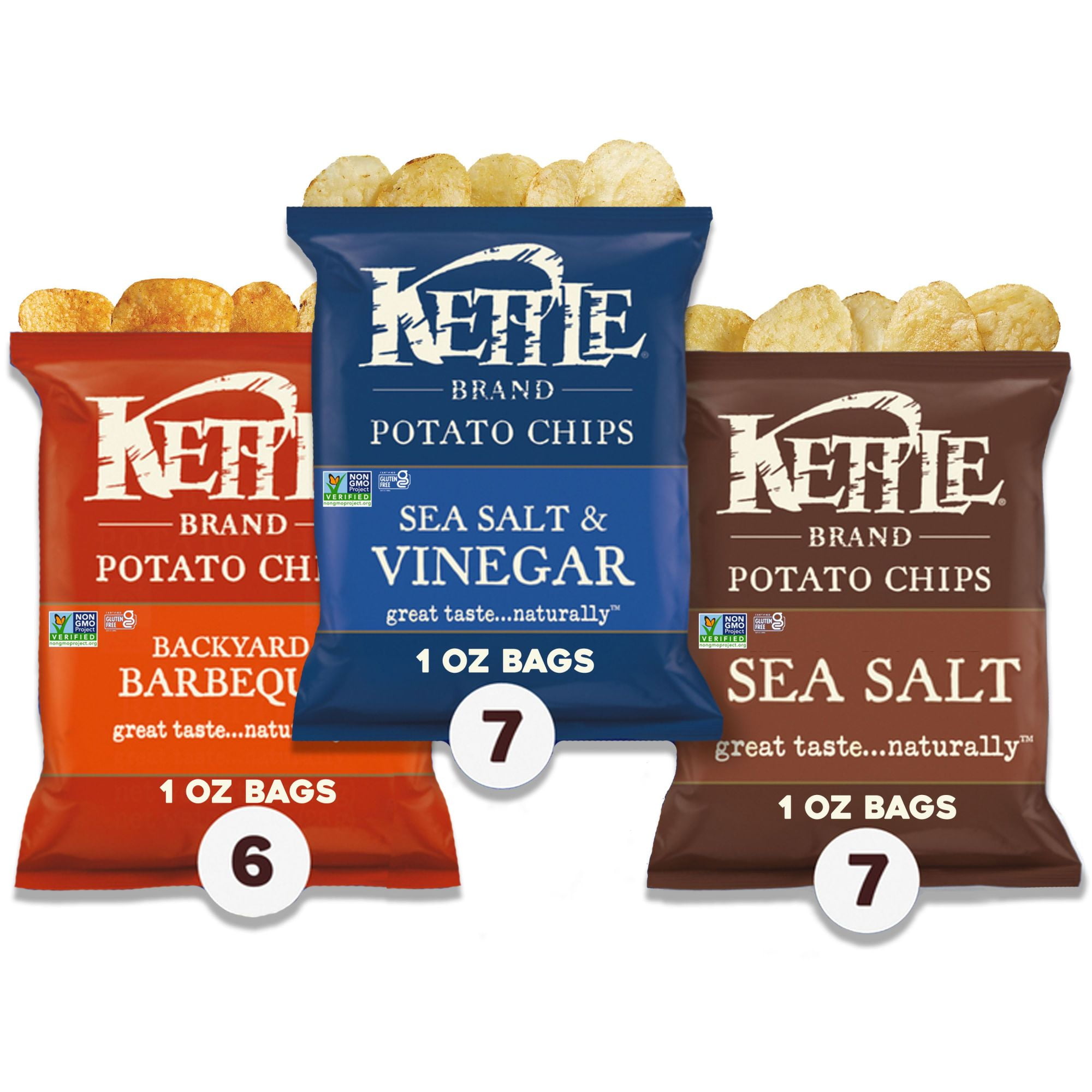 Kettle Brand Potato Chips, Variety Pack, 1 oz Snack Bags, 20 Ct ...