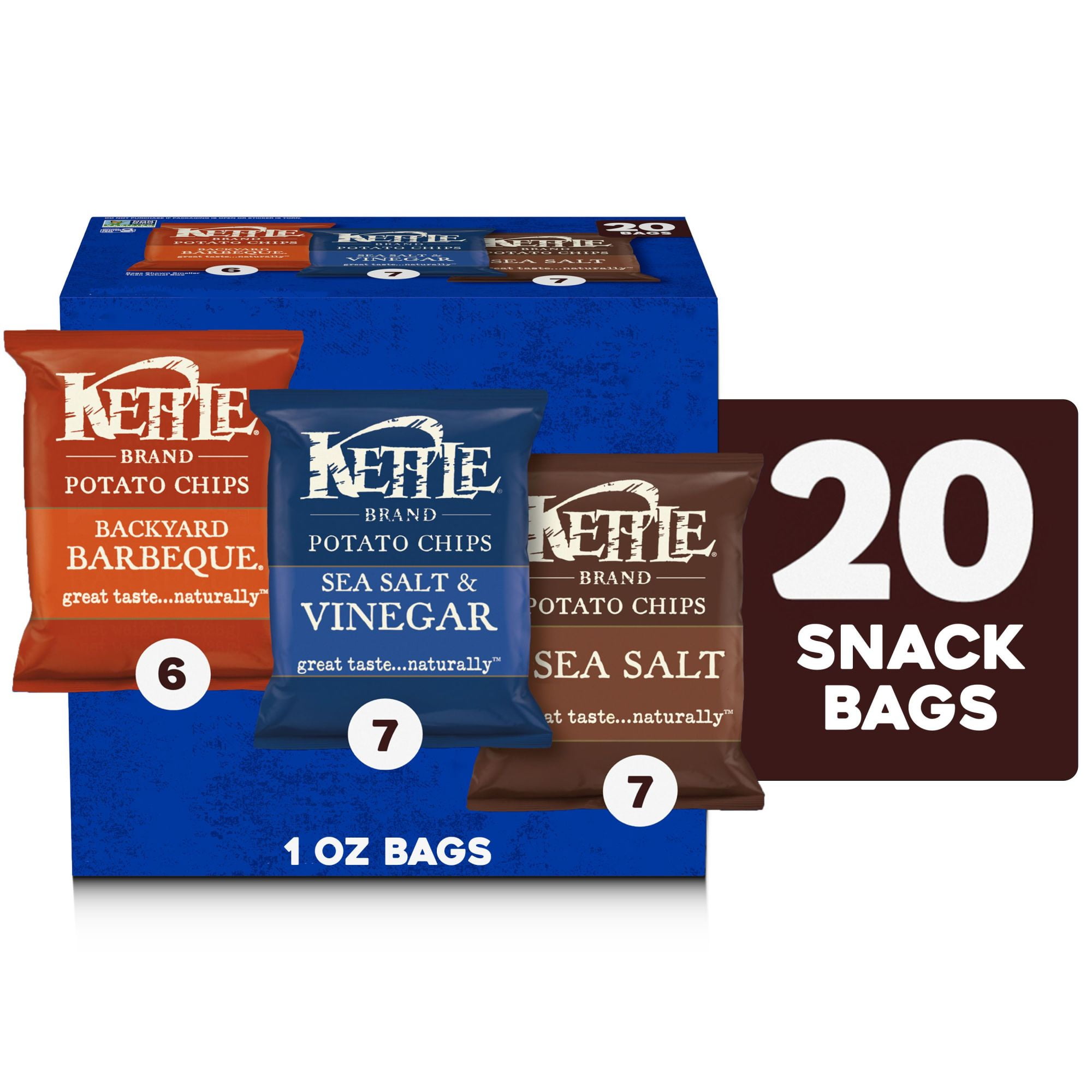 Kettle Brand Potato Chips, Variety Pack, 1 oz Snack Bags, 20 Ct ...
