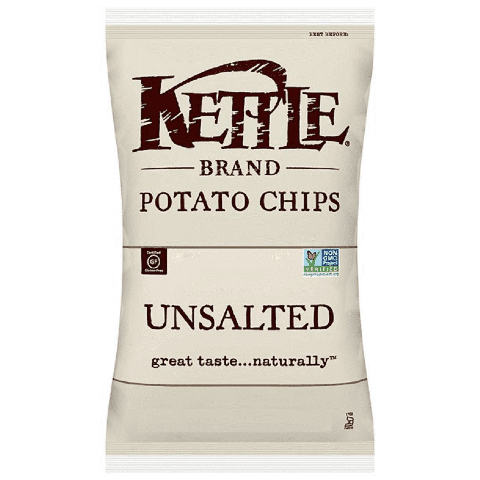 Kettle Brand Original Plain Unsalted Kettle Cooked Potato Chips, 3-Pack ...