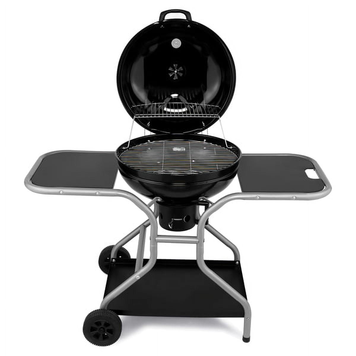 Kettle Charcoal Grill with 2 Side Tables, Storage Shelf, Upgraded Ash ...