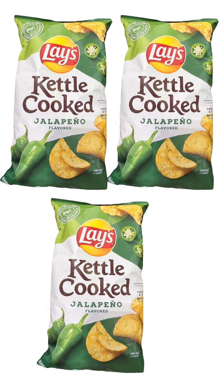 Kettle Cooked Jalapeno Flavored Potato Chips, 8 oz (Pack of 3 ...