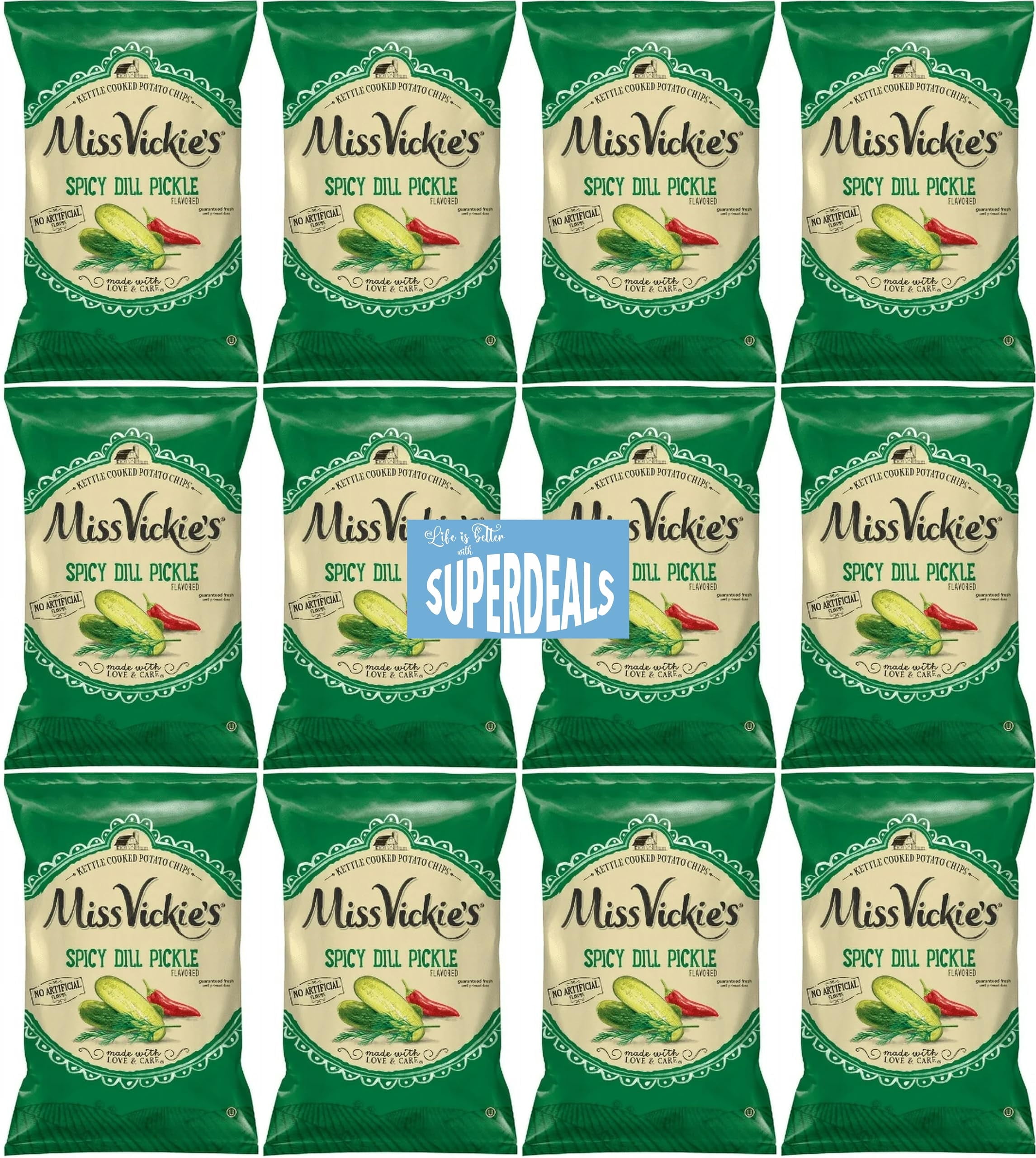 Miss Vickie's Kettle Cooked Chips, Spicy Dill Pickle, 1.375 Oz Bag ...