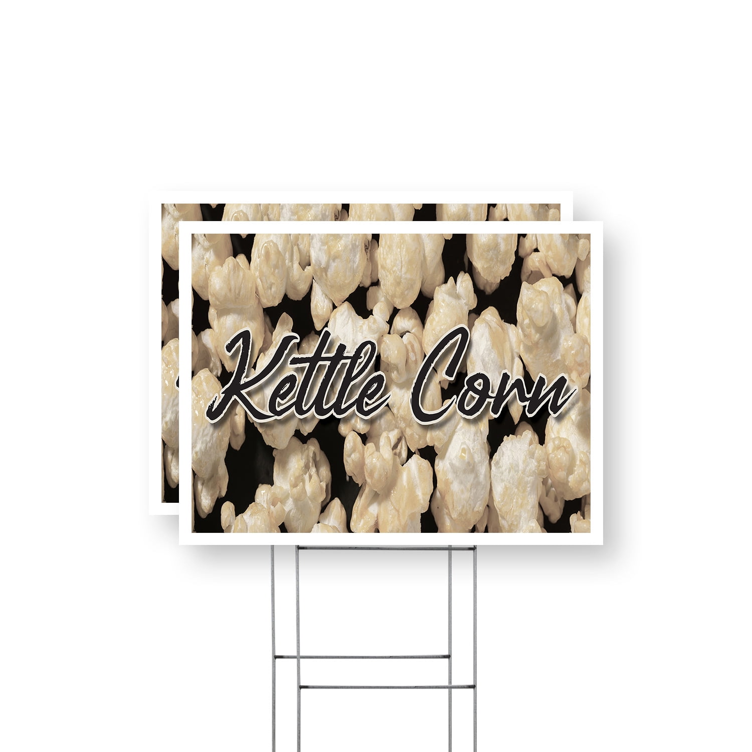 Kettle Corn Yard Sign 2 Pack of 18 Inch x 24 Inch Single Sided ...