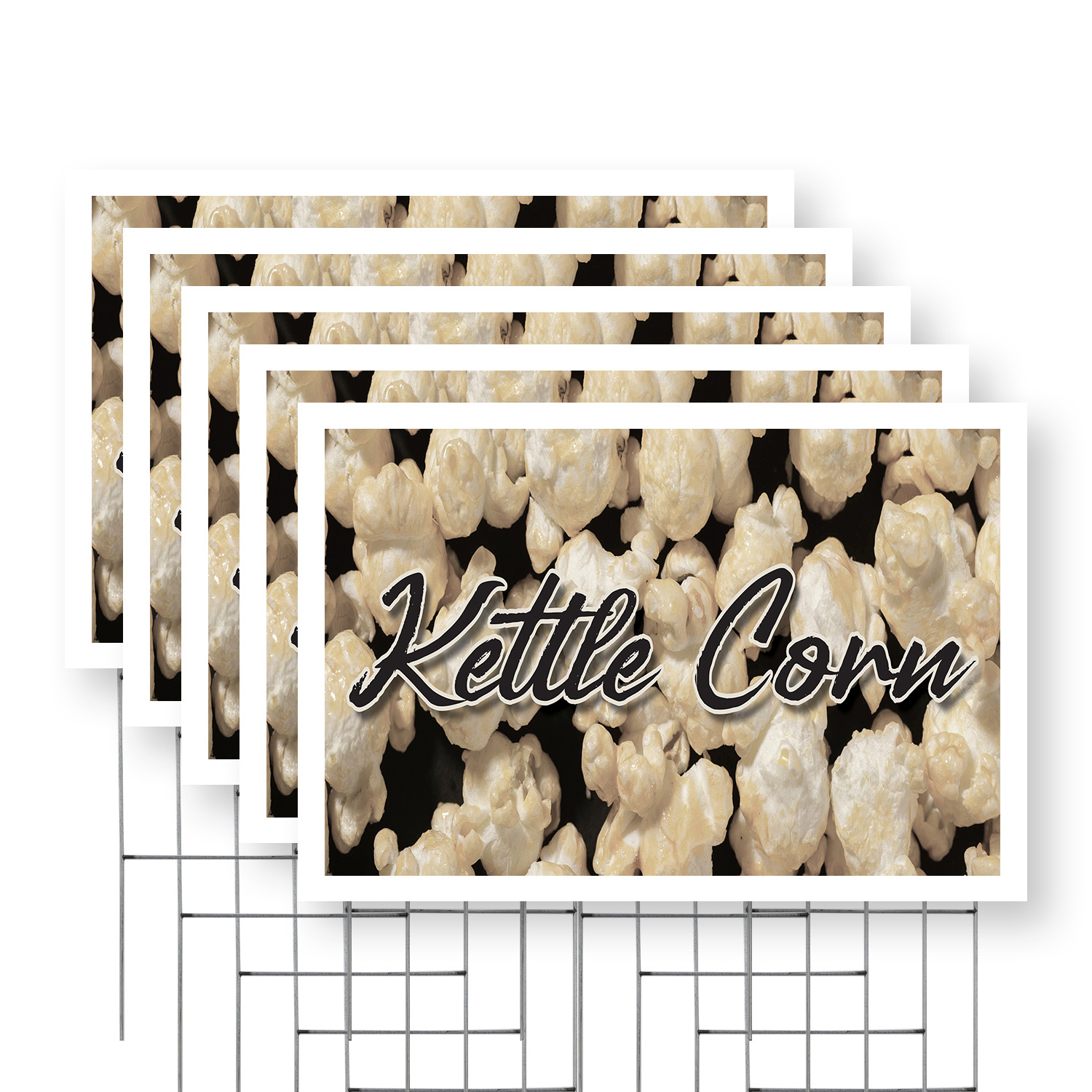 Kettle Corn Yard Sign 5 Pack of 24 Inch x 36 Inch Double Sided Weatherproof Heavy-Duty Plastic ...