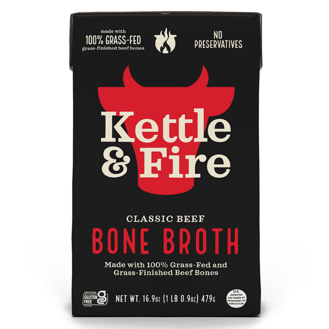 Kettle & Fire Organic Beef Bone Broth for Cooking, 100% Grass-Fed, 16.9 ...