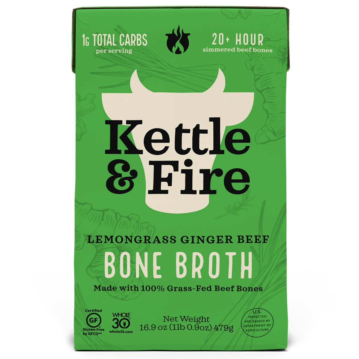 Kettle & Fire Lemongrass Ginger Beef Bone Broth - 16.9 oz (Packaging ...