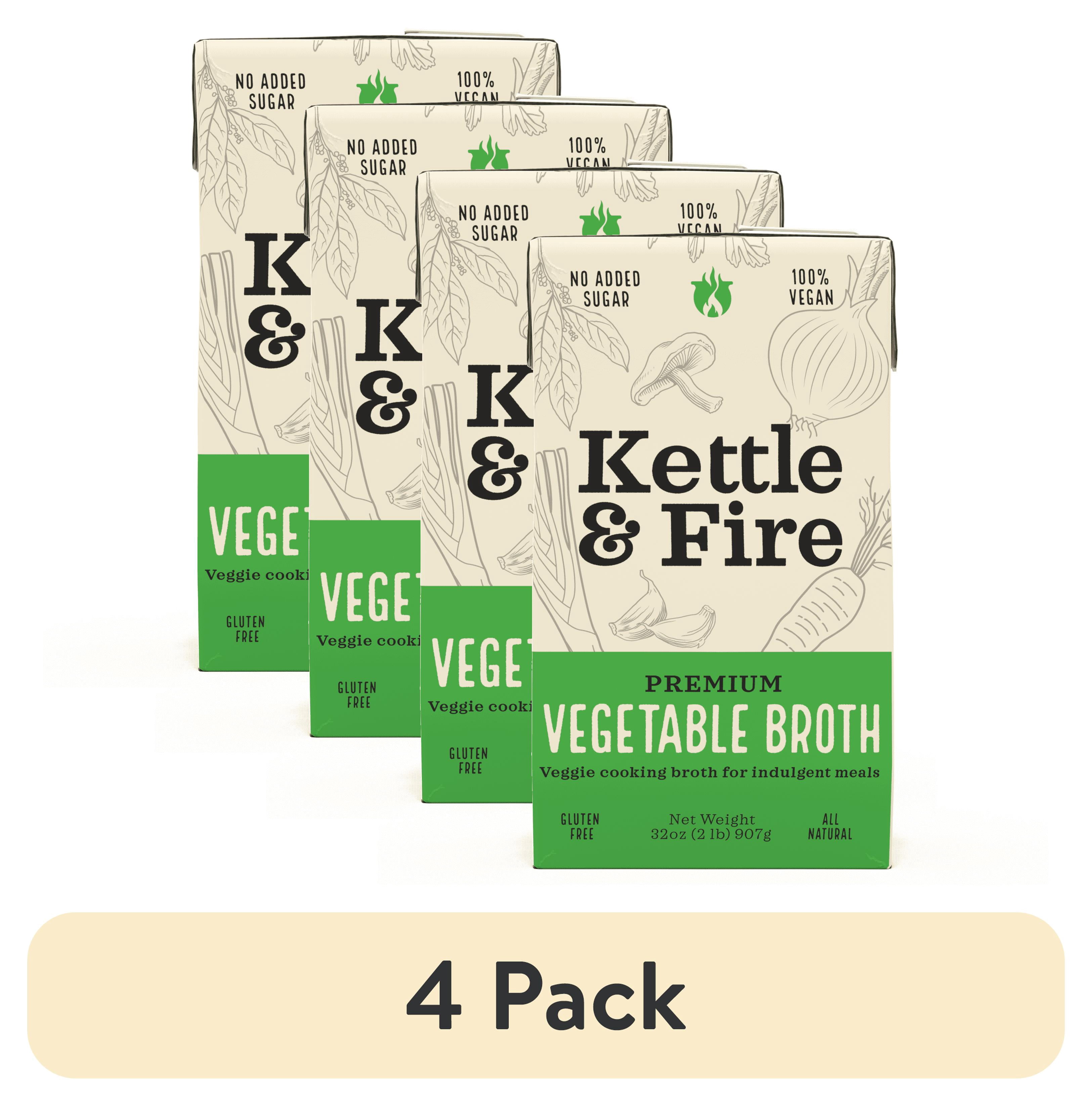 (4 pack) Kettle & Fire Organic Vegetable Cooking Broth, Shelf-Stable ...