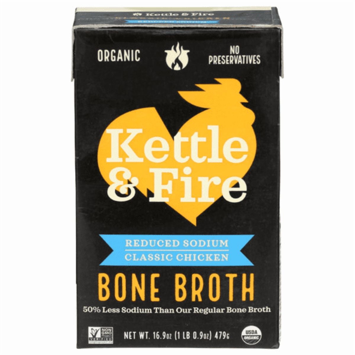Kettle & Fire Reduced Sodium Classic Chicken Bone Broth 16.9 oz - Pack ...