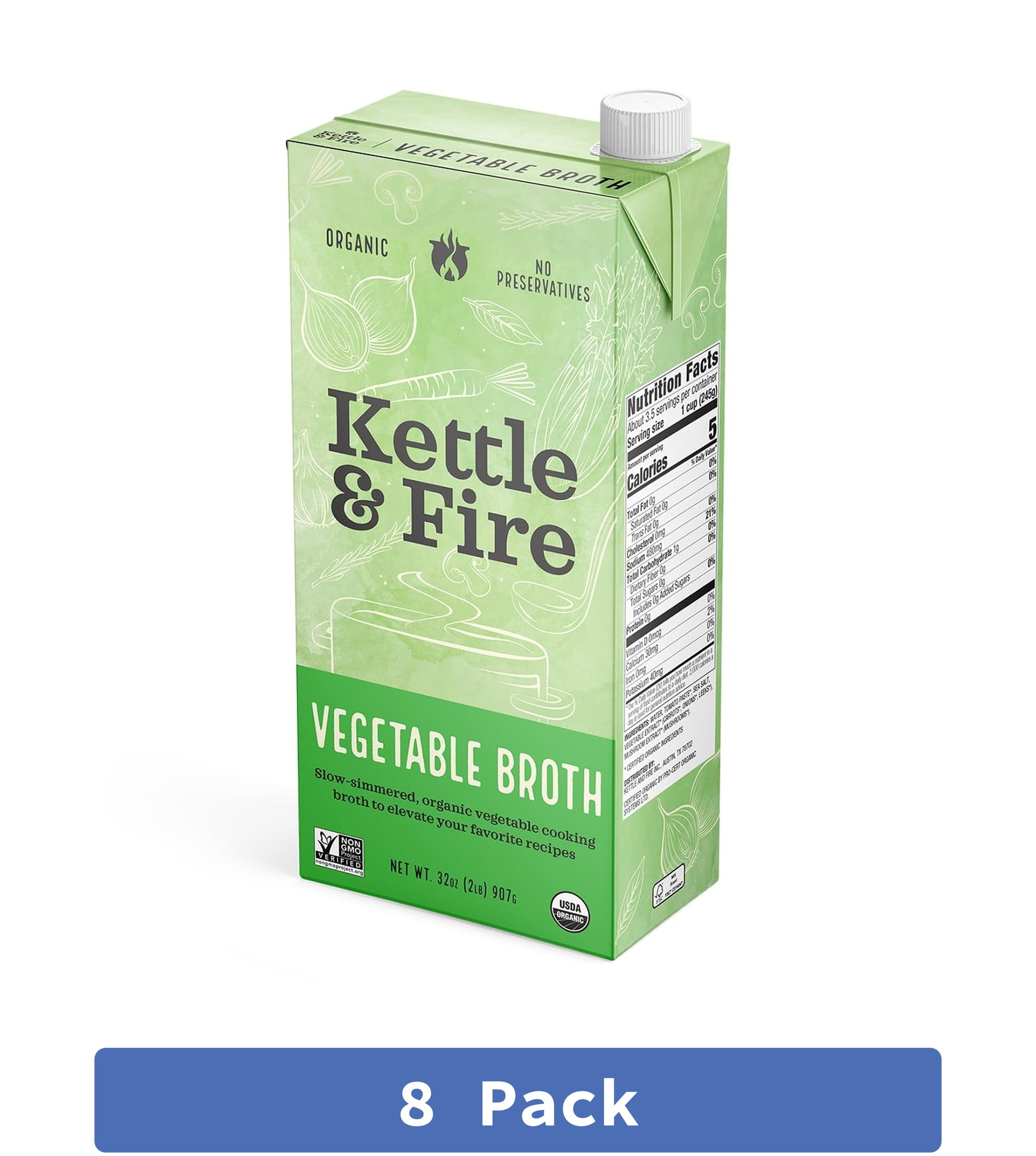 Kettle & Fire Vegetable Cooking Broth 32 oz (Pack Of 8) - Walmart.com