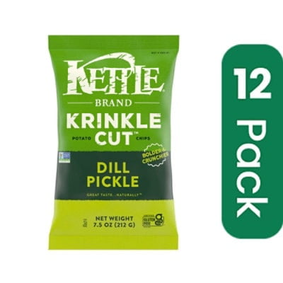 Kettle Foods Potato Chips Dill Pickle 7.5 oz (Pack Of 12) - Walmart.com