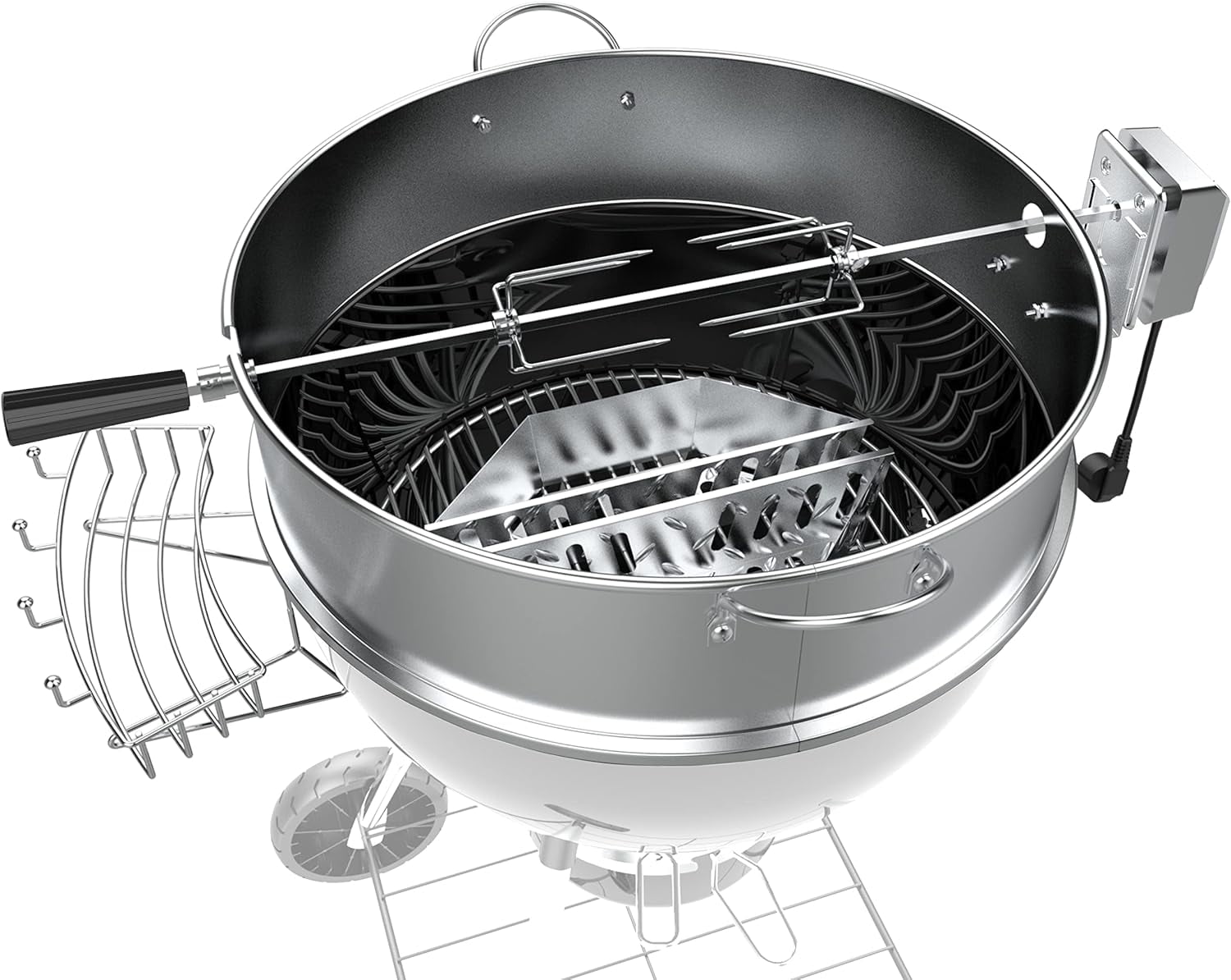 Kettle Grill BBQ Rotisserie Kit, 22.5-in Stainless Steel Rotisserie ...