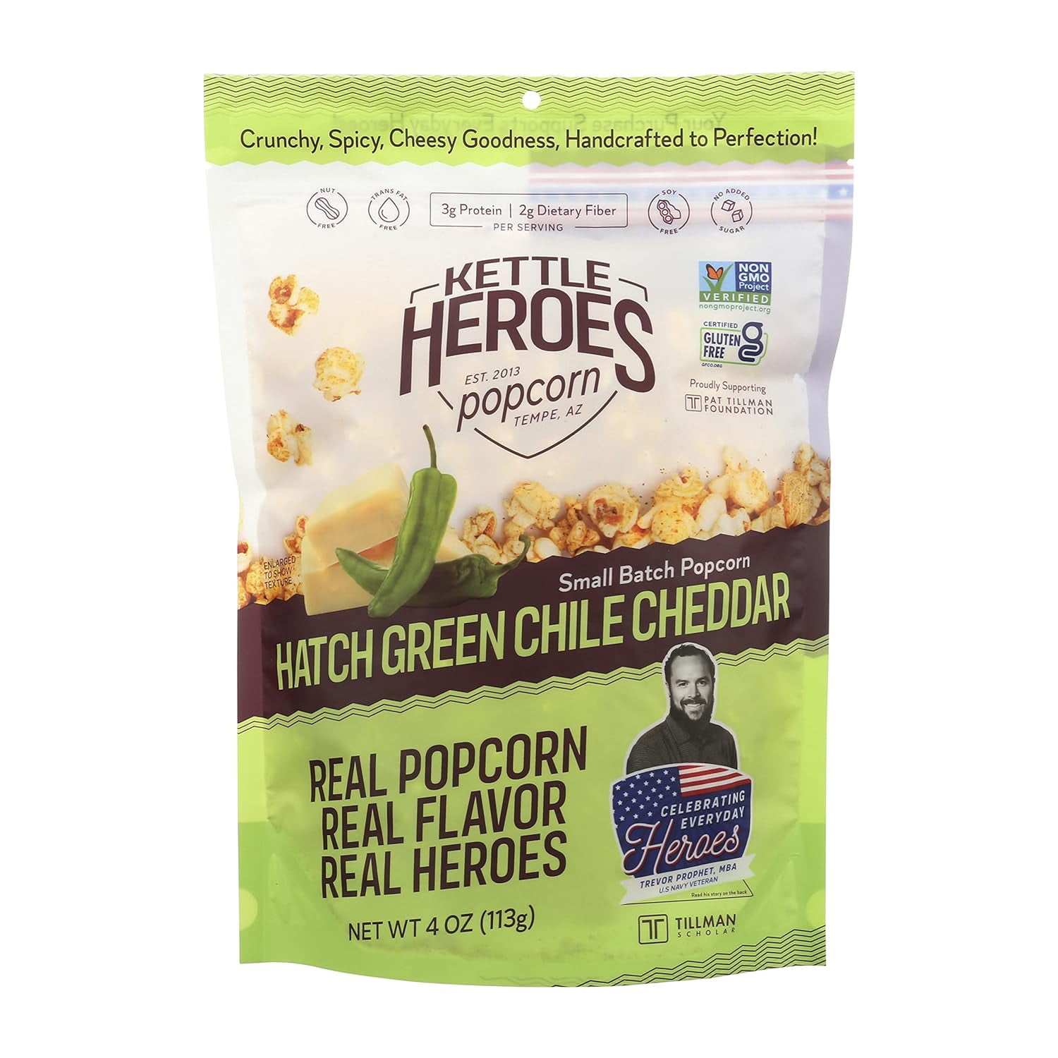 Kettle Heroes Gourmet Hatch Green Chile Cheddar Popcorn, 4 oz, Pack of ...