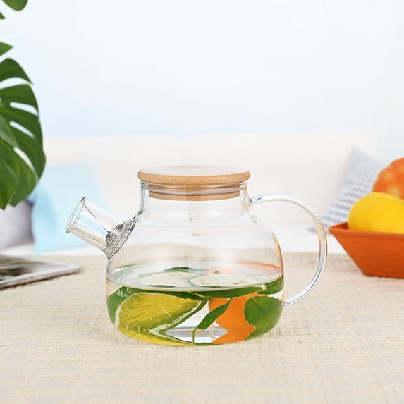 Kettle Large Capacity 1000ml High Borosilicate Glass Pot with Steel Lid ...