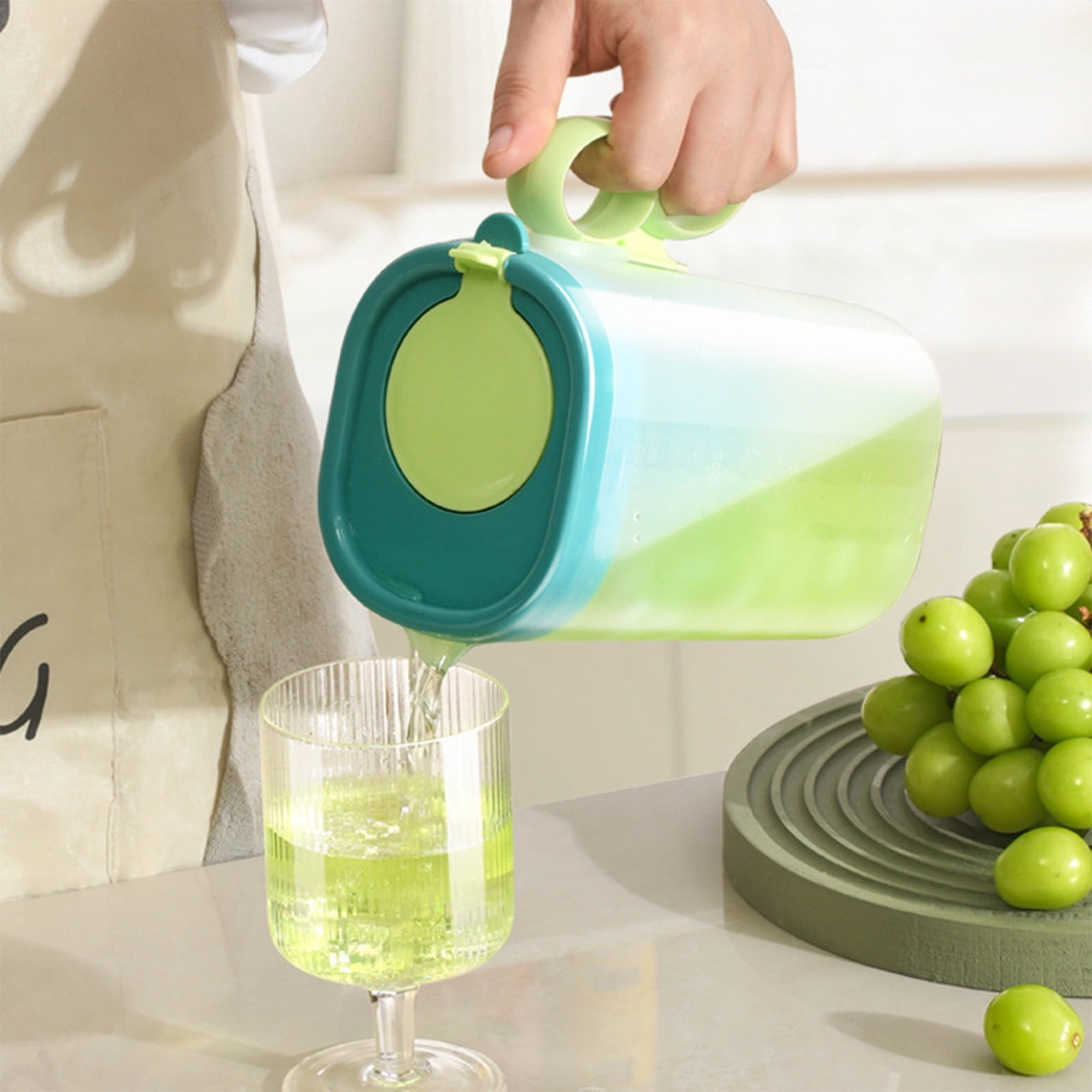 Clearance! Djunllk Kettle - Summer Cold Drink Pitcher with Lid and Handle, Large Diameter Spout ...