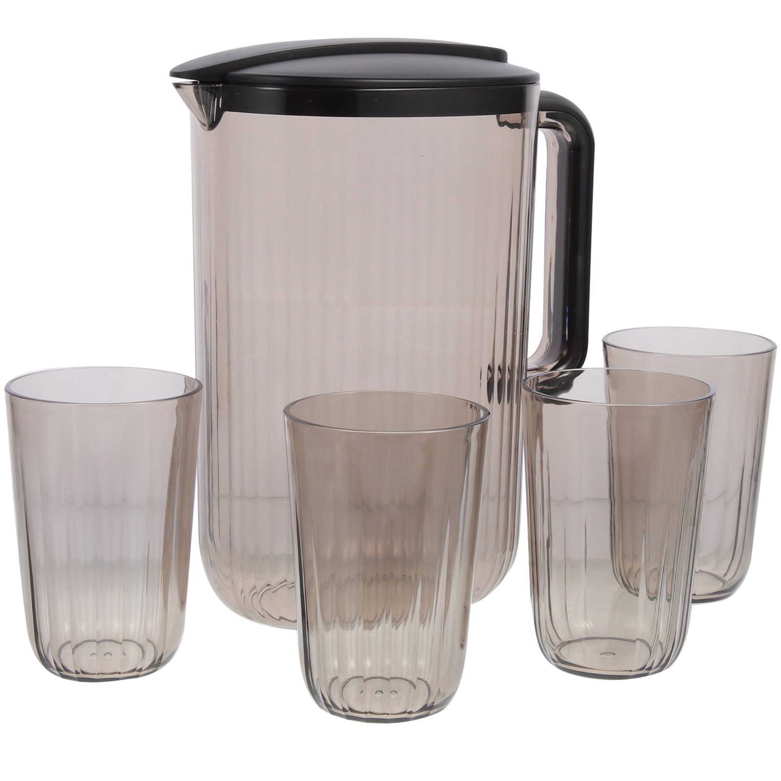 CIMAXIC Cimaxic Plastic Water Jug with Lid and 4 Cups Grey Modern ...