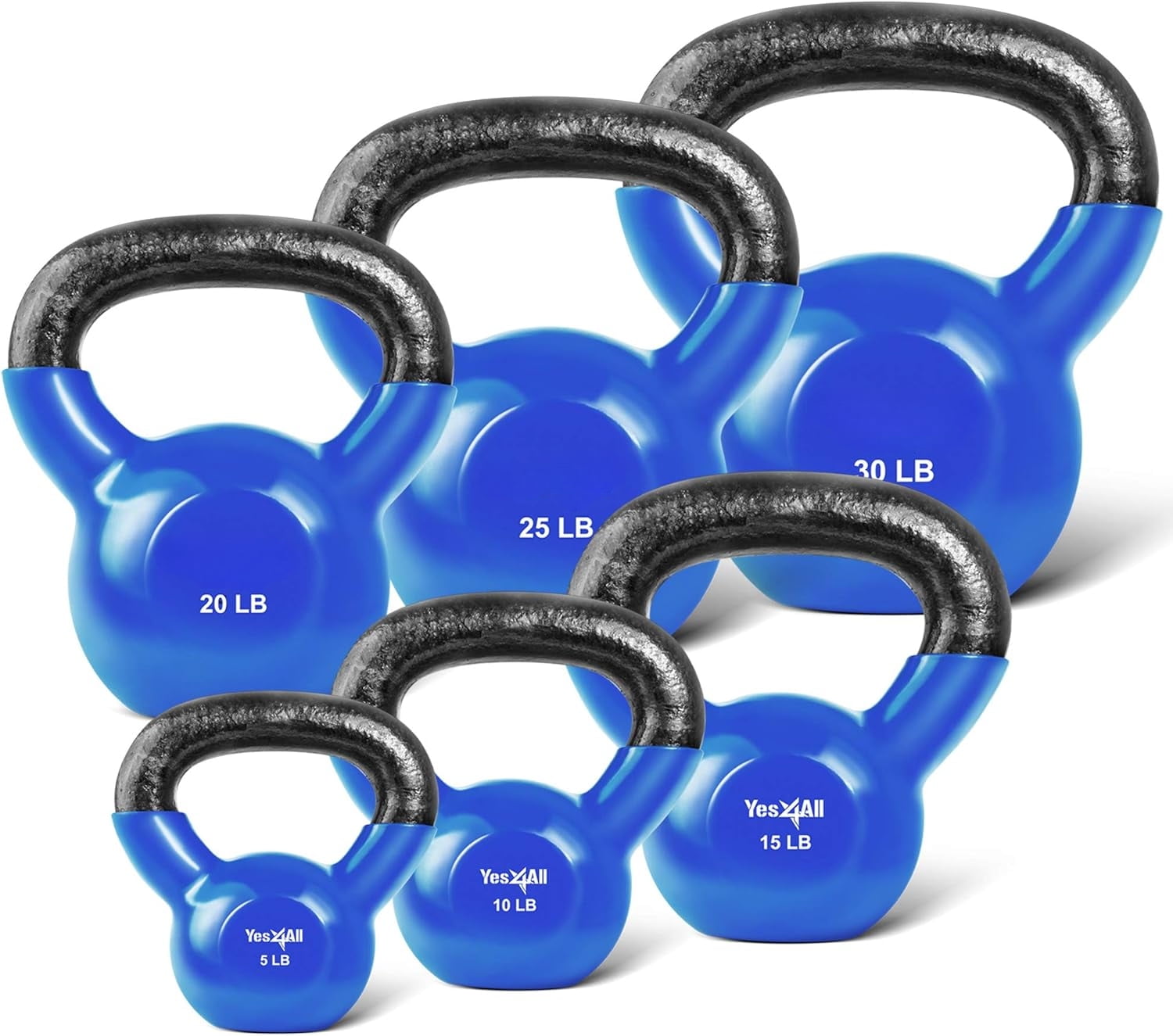 Kettlebell Set Vinyl Coated Weights Combo for Full Body Workout ...