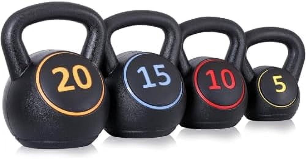 Kettlebell Sets, 4-Piece Kettlebells 5lb, 10lb, 15lb, 20 lb, Kettle ...