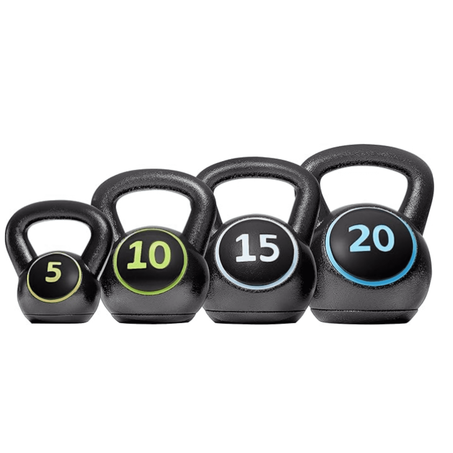 Kettlebell Sets 4 Piece Strength Training KettleBells Weight Set 5lb, 10lb, 15lb, 20lb Kettle ...