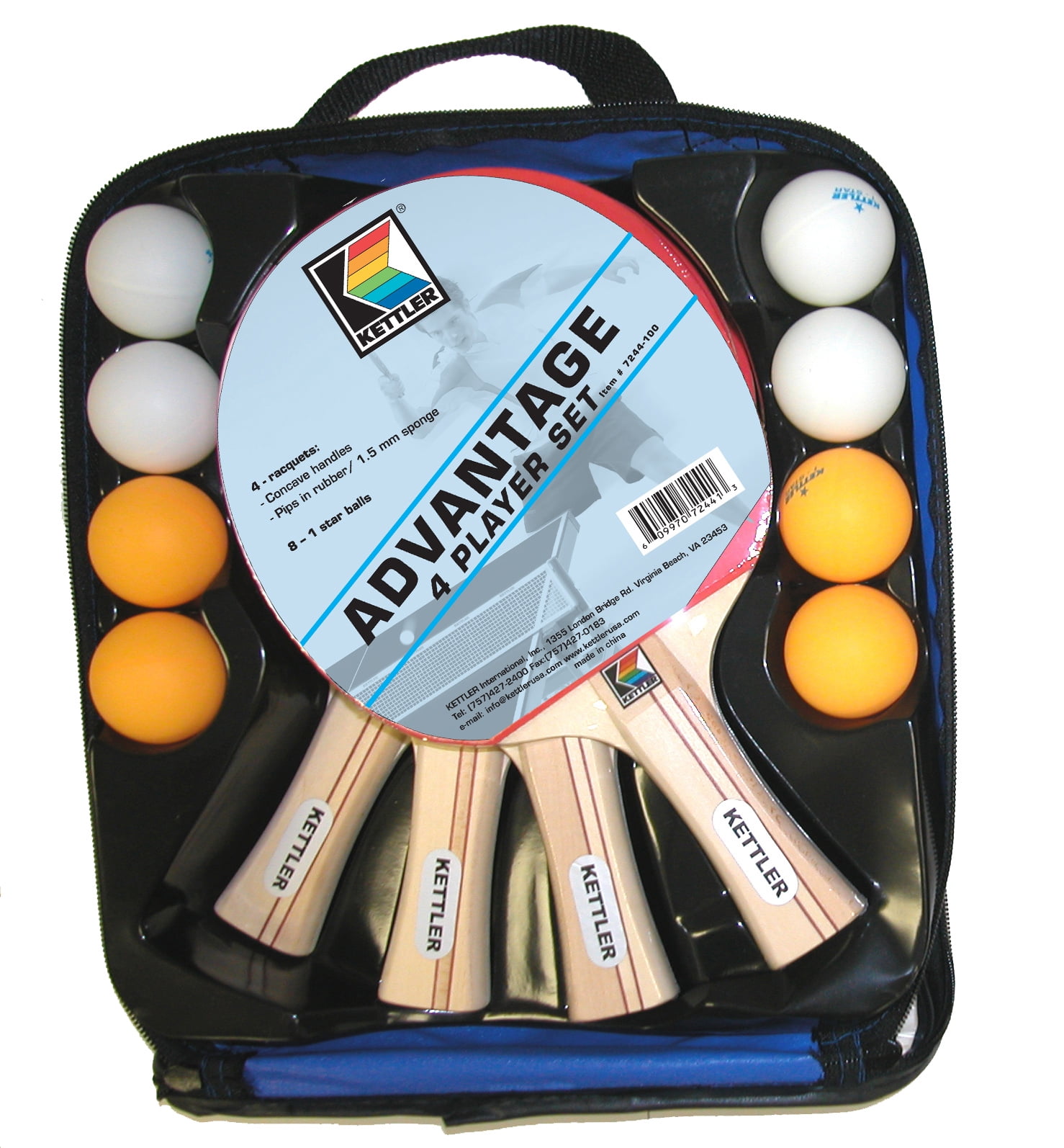 Kettler Advantage 4-Player Ping Pong Set with Balls and Carrying Case ...