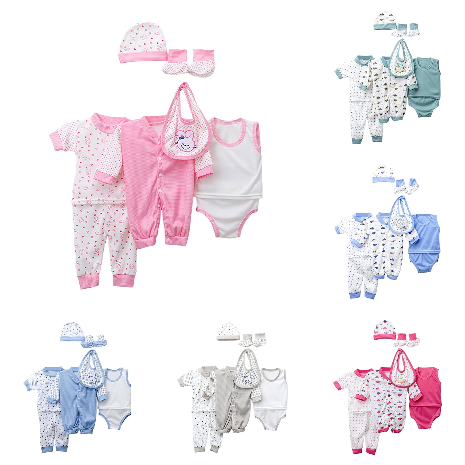 Ketyyh-chn99 0-3 Months Baby Boy Clothes Layette Gift Set for Baby Girls Jumpsuit+2 Tops+2 Pants ...