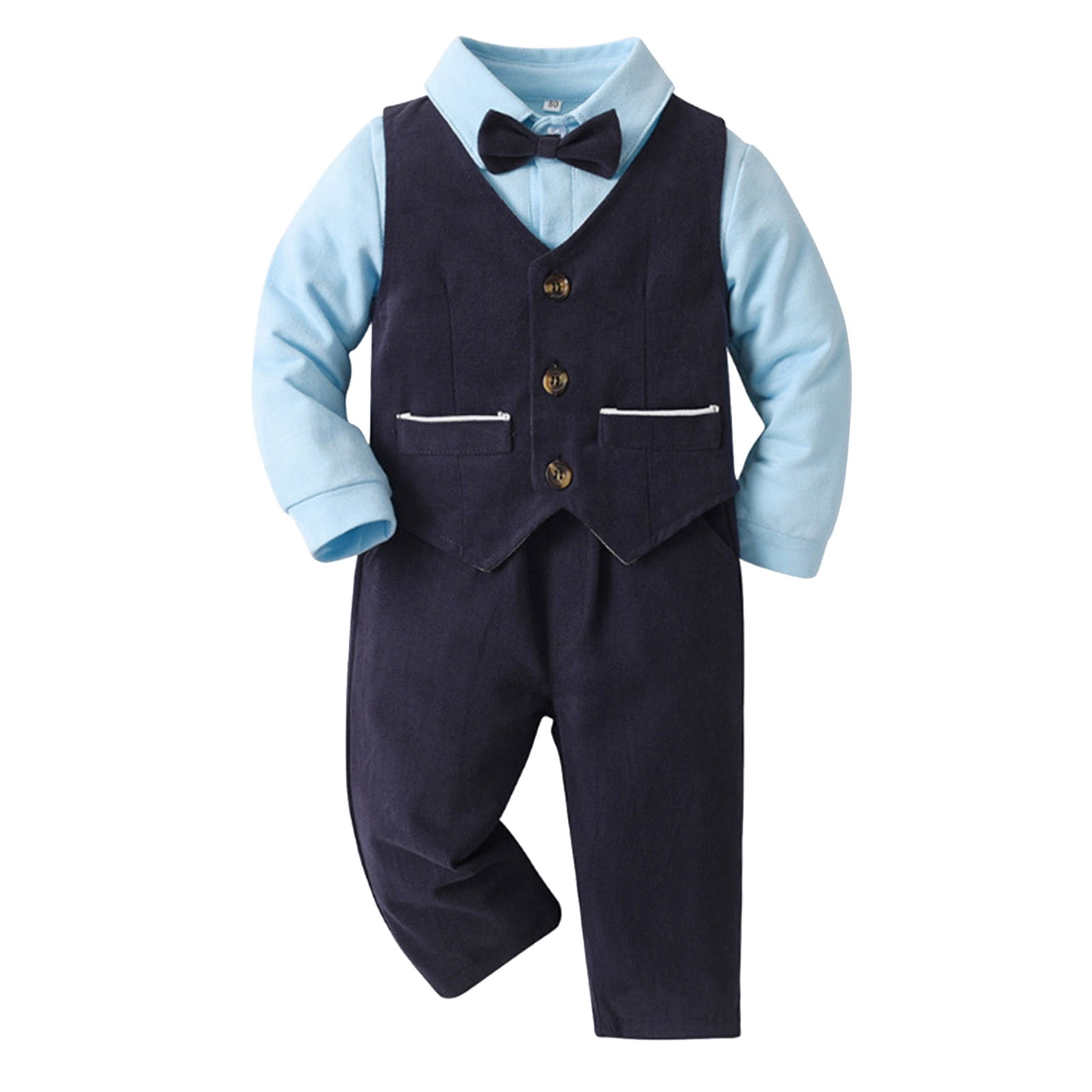 Ketyyh-chn99 Baby Boy Clothes Formal Suit Shirt Suspender Pants Tie ...