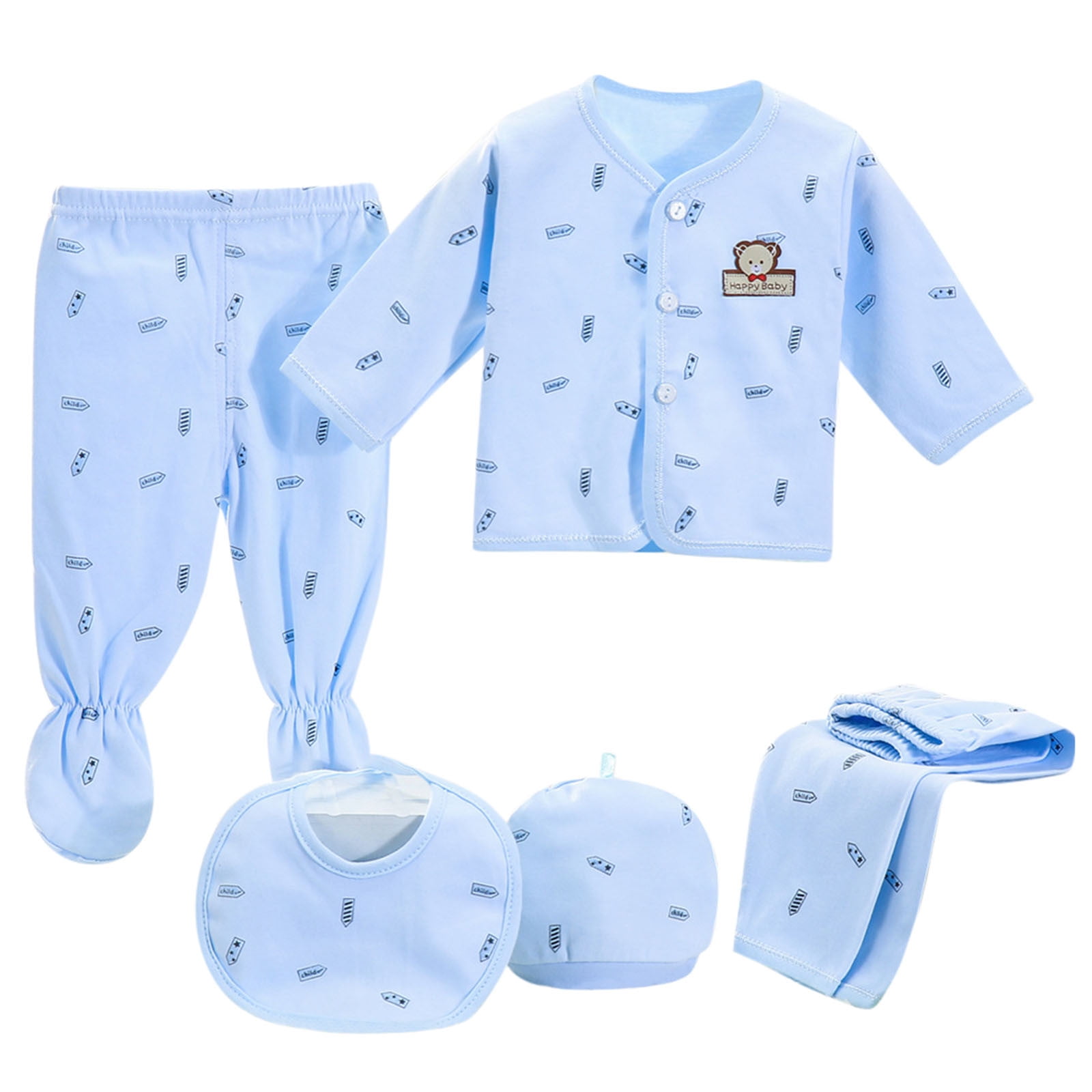 Ketyyh-chn99 Baby Clothes Outfit Set 0-3 Months 5PCS Infant Baby Boys Girls Cartoon Long Sleeve ...