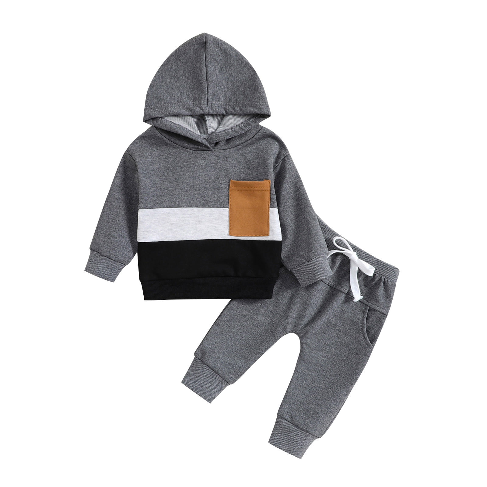 Ketyyh-chn99 Infant Baby Boys Hooded Clothes Set Color Block Sweatshirt ...