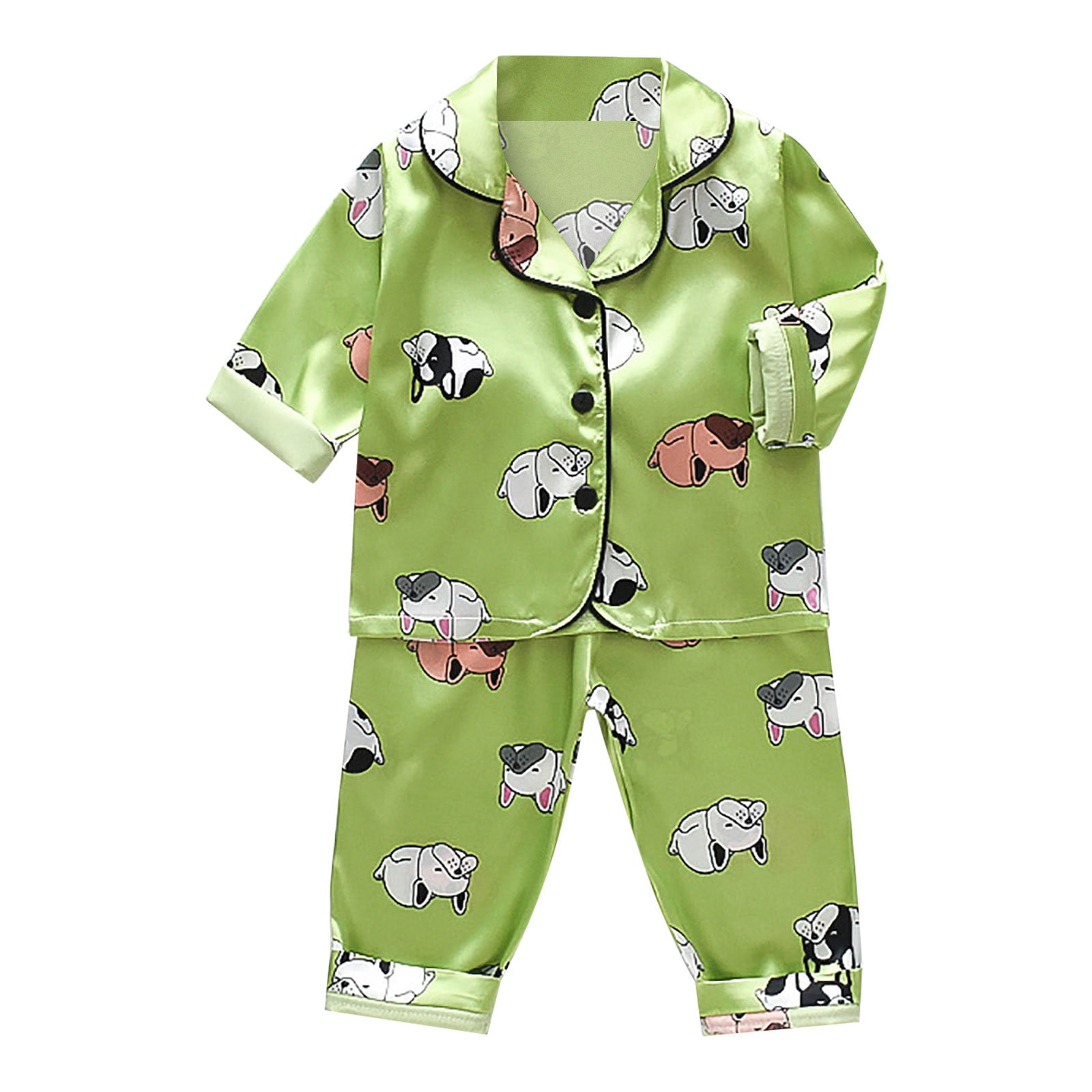 Ketyyh-chn99 Girls Pajamas Summer Cartoon Print Short Sleeve Sleepwear ...