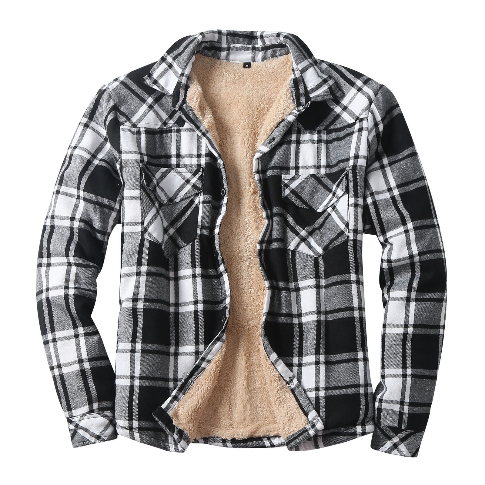 Ketyyh-chn99 Mens Lined Flannel Shirt Jacket Long Sleeve Button Down ...