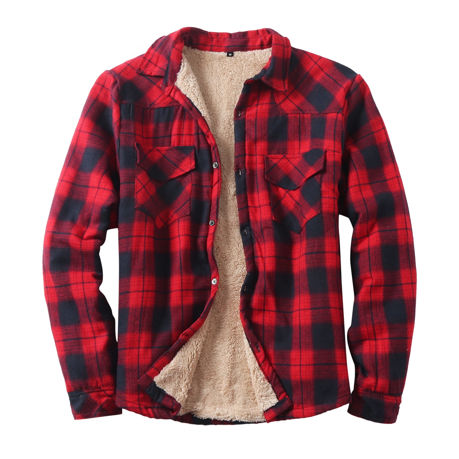 Ketyyh-chn99 Mens Lined Flannel Shirt Jacket Long Sleeve Button Down ...