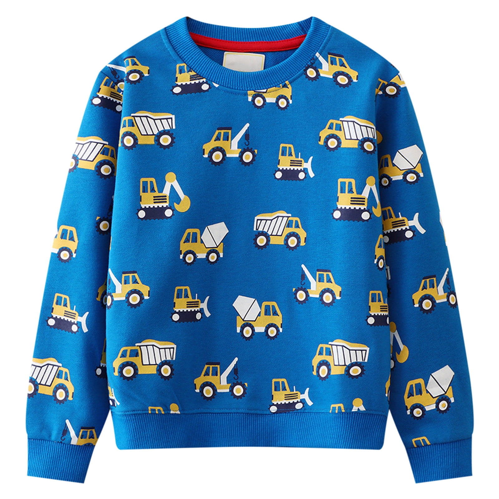Ketyyh-chn99 Toddler Boy Sweatshirts Vehicle Crewneck Pullover Cotton ...