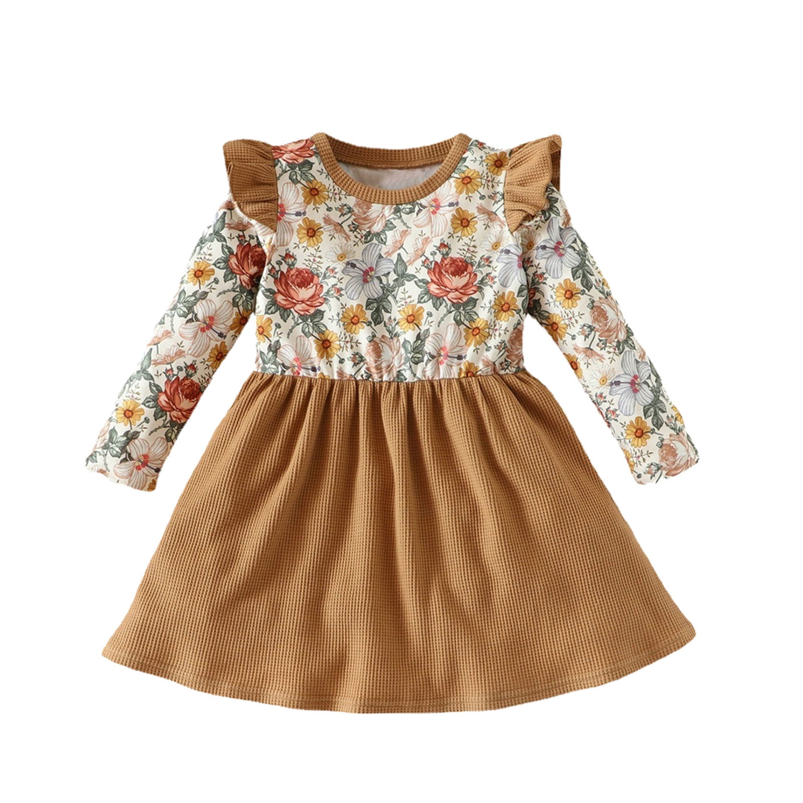 Ketyyh-chn99 Toddler Girl Floral Dress Long Sleeve Fall Dresses Girl ...