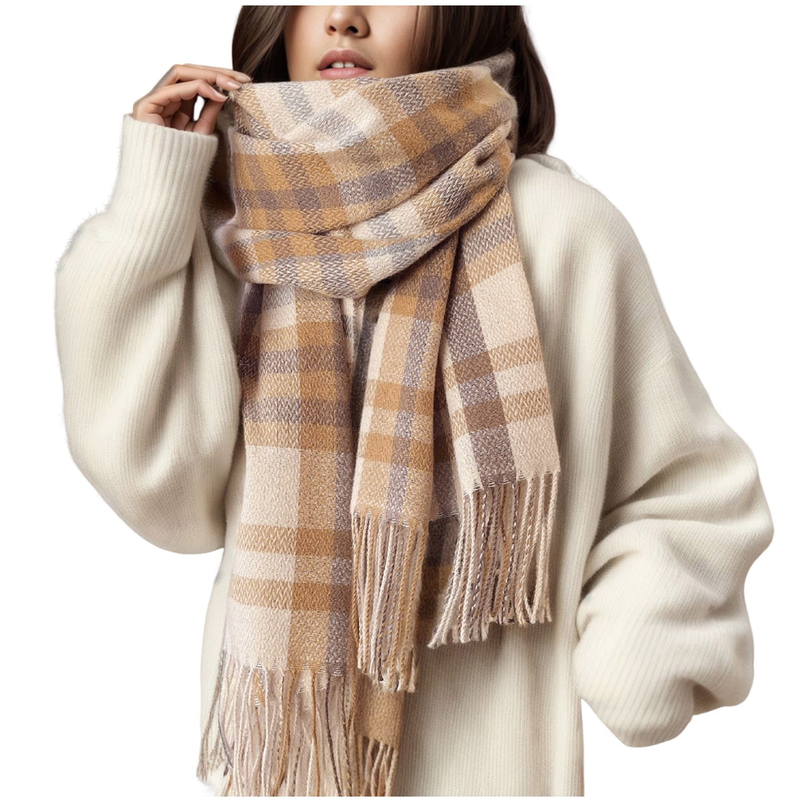 Ketyyh-chn99 Winter Neck Scarf Womens Long Plaid Blanket Winter Fall ...