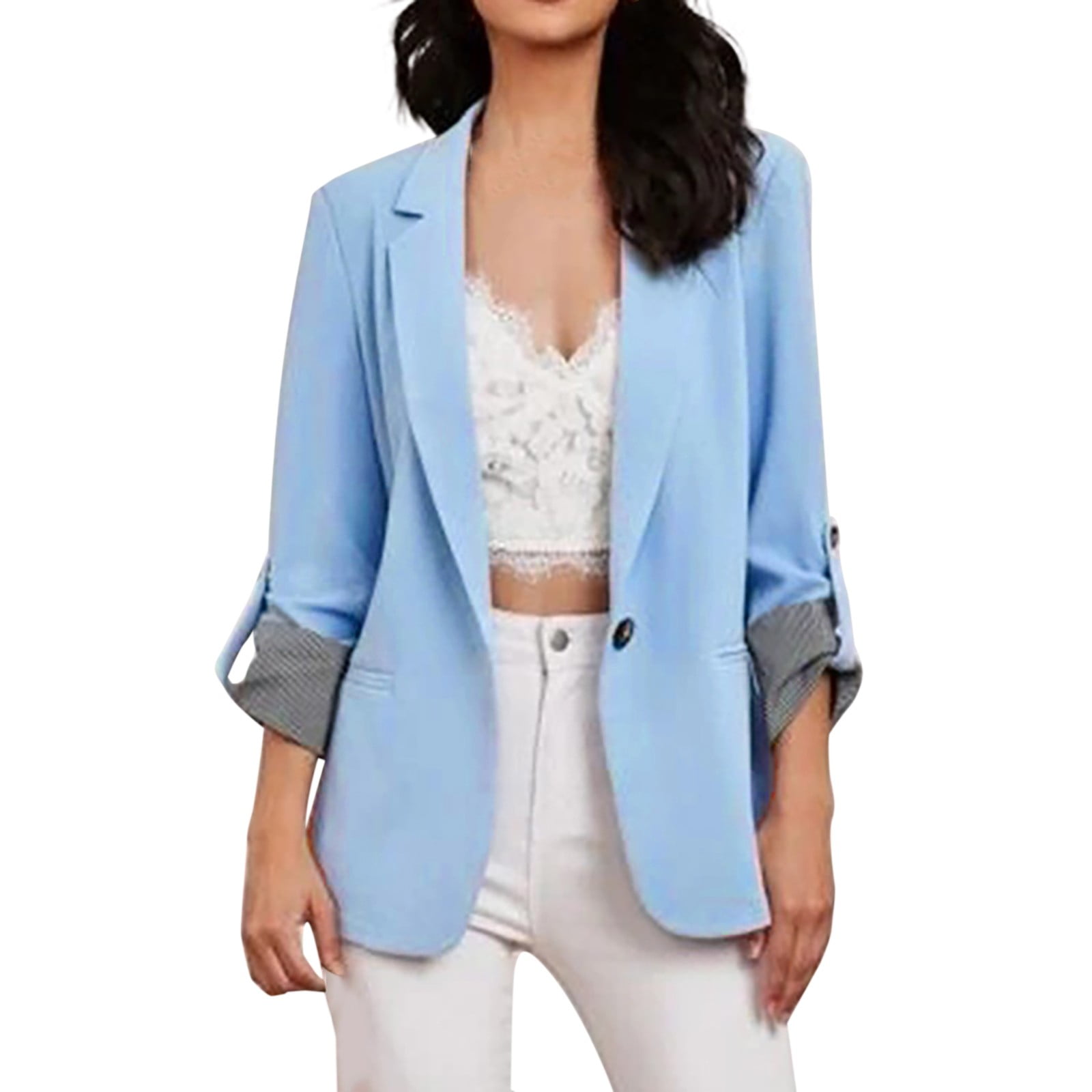 Ketyyh-chn99 Women Blazers Women's Plus Size Blazers Ruffle Button ...